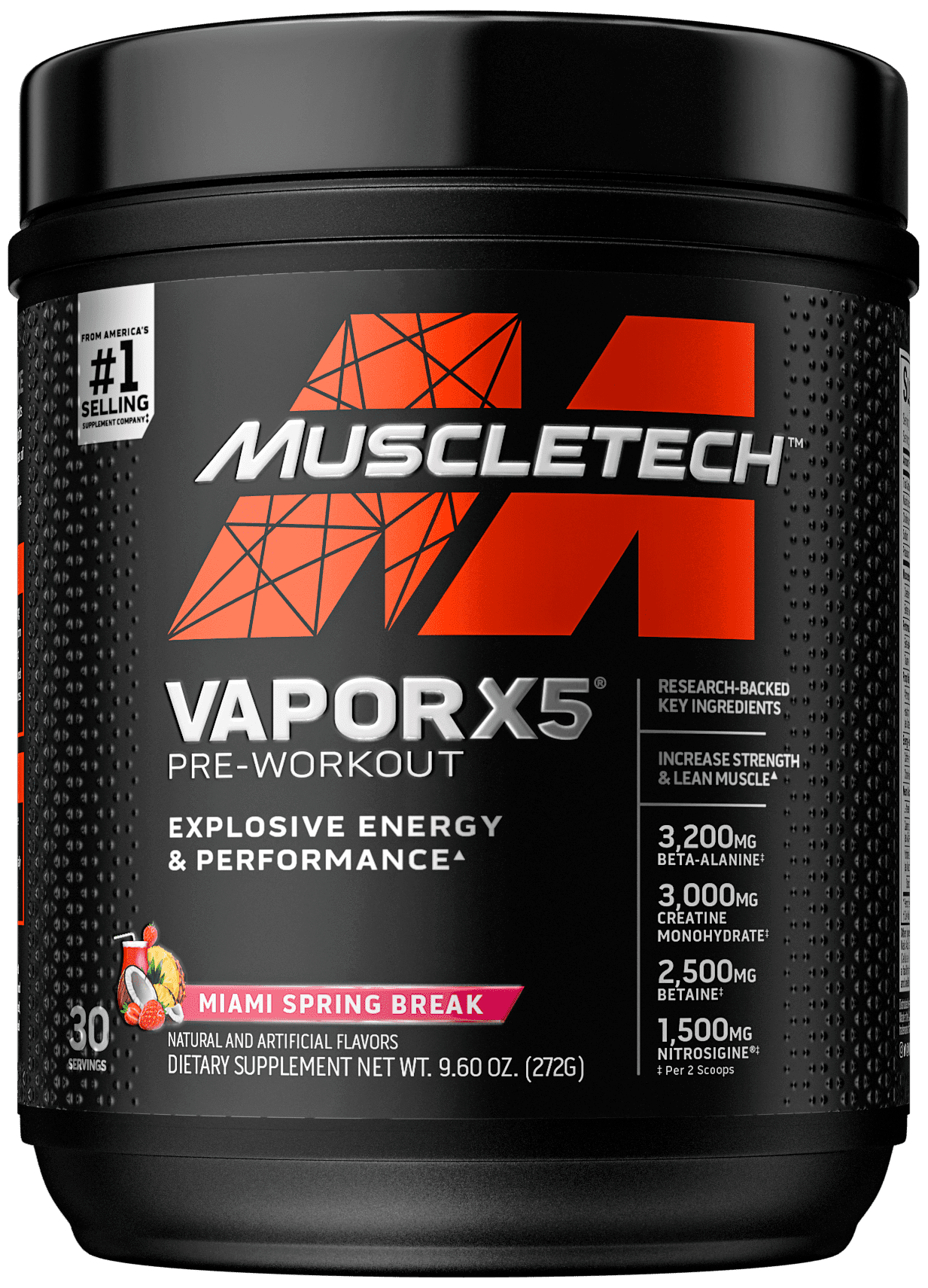 Muscletech Vapor X5 Pre-Workout Powder Explosive Energy, Miami Spring ...