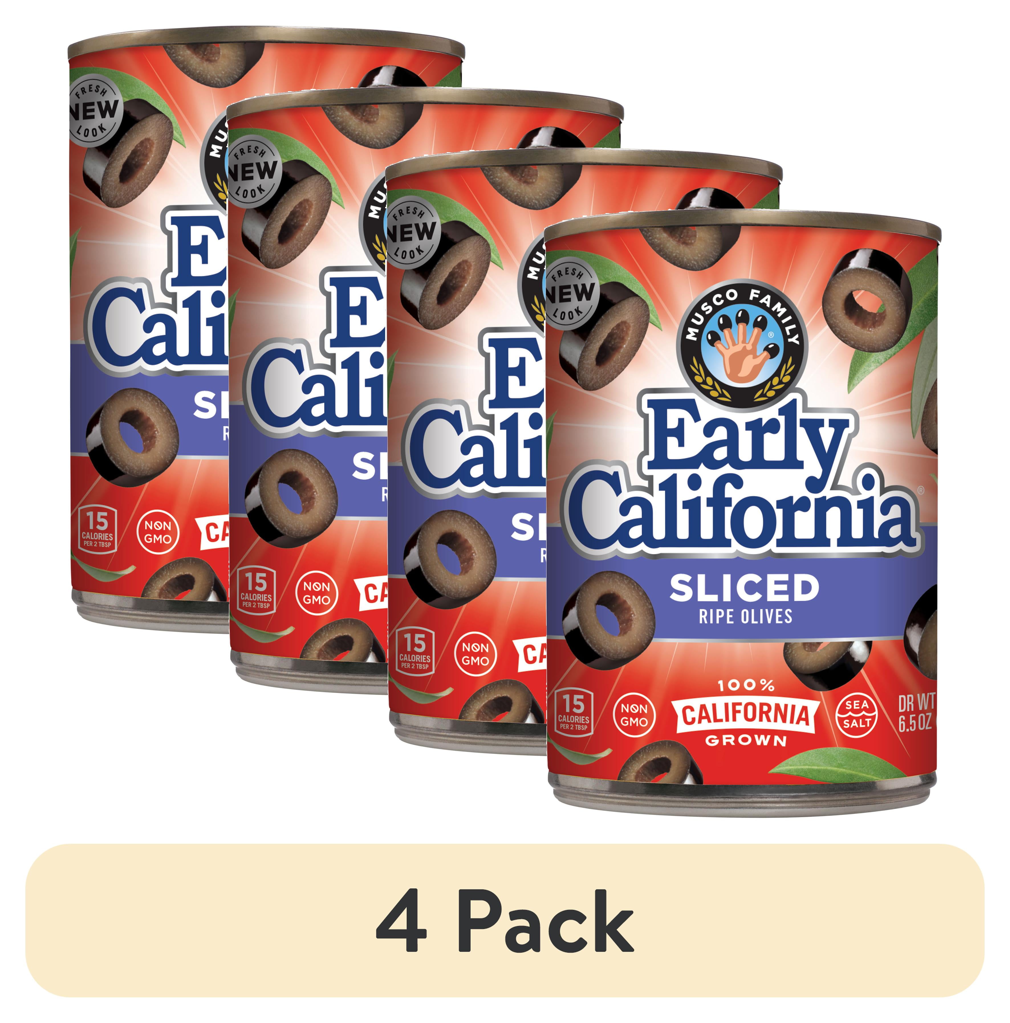 (4 pack) Early California Ripe Olives, Sliced, 6.5 oz Can, Allergens ...