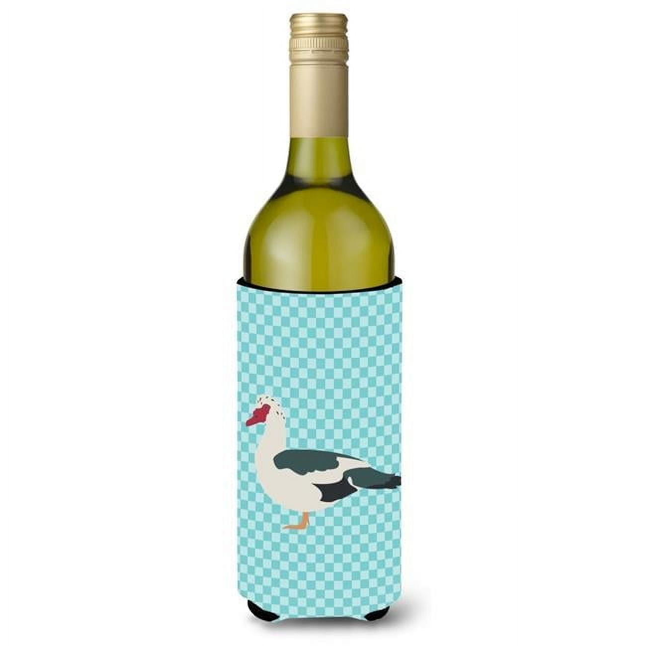 Muscovy Duck Blue Check Wine Bottle Beverge Insulator Hugger - Blue ...