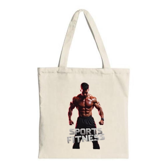 Muscular Man Flexing Tote Bag - Canvas Reusable Shopping Bag with ...