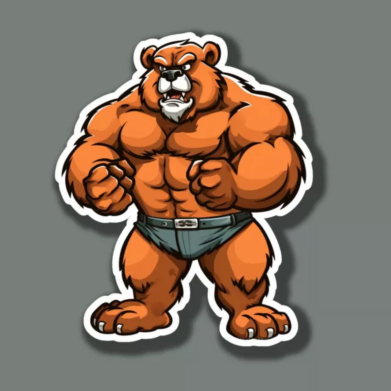 Muscular Muscle Bear Workout Gym Strong Brawny Beastly Sticker Phone ...
