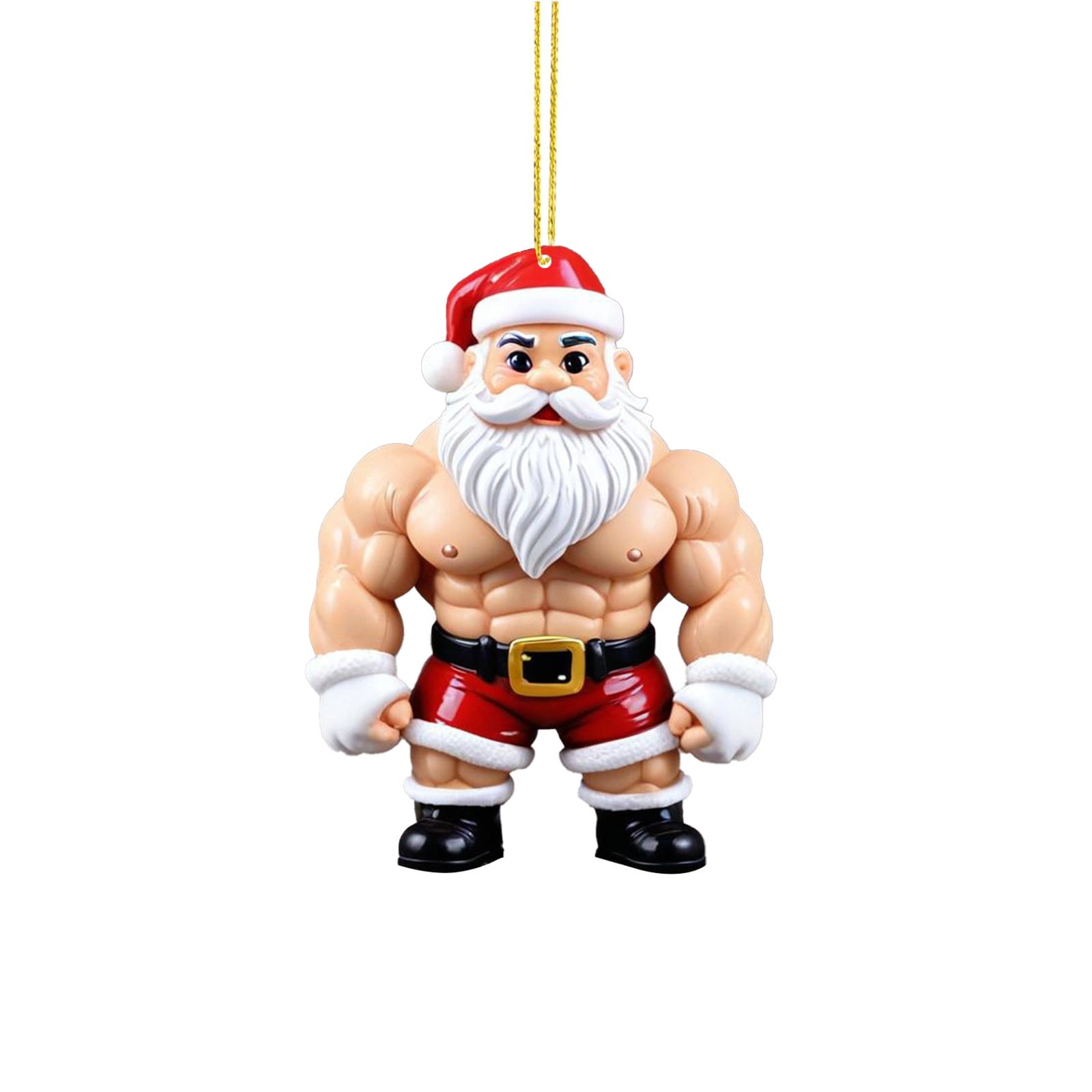 Muscular Santa Claus Acrylic Christmas Ornament - Humorous Festive ...