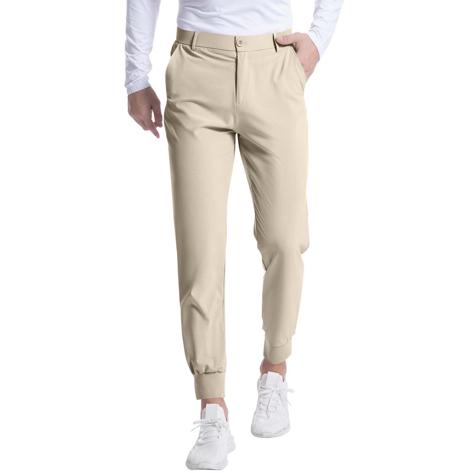 Muscularfit Beige Golf Pants for Men Sport Pants Cuffed High Waisted ...