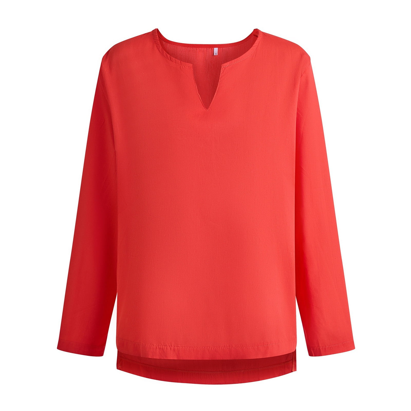 Muscularfit Dress Shirts for Men Long Sleeve Red Solid V-Neck Pullover ...