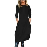 Muscularfit Dresses for Women Loose Casual Slim Comfort Midi Long ...