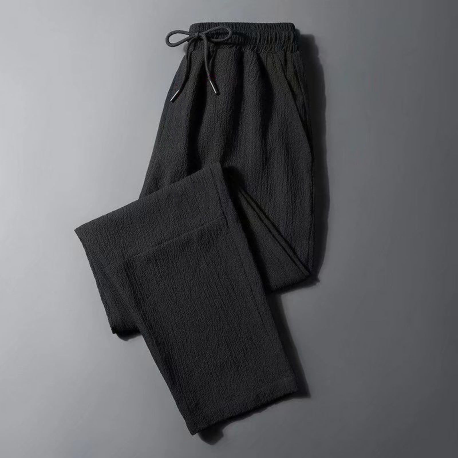 Muscularfit Mens Casual Pants Oversize Black Plain Trousers Baggy Flat ...