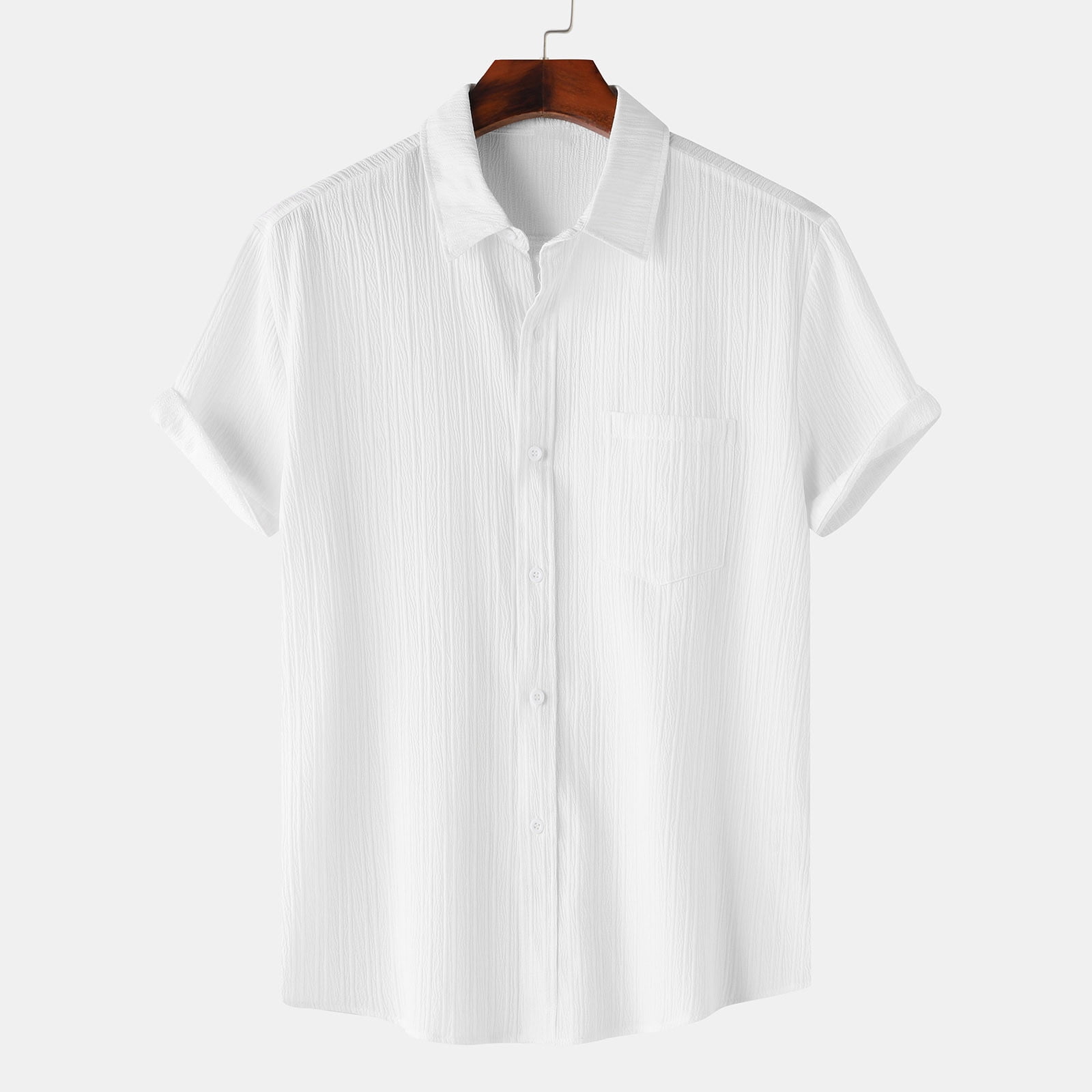 Muscularfit Mens Tops Big And Tall White Short Sleeve Collared Solid