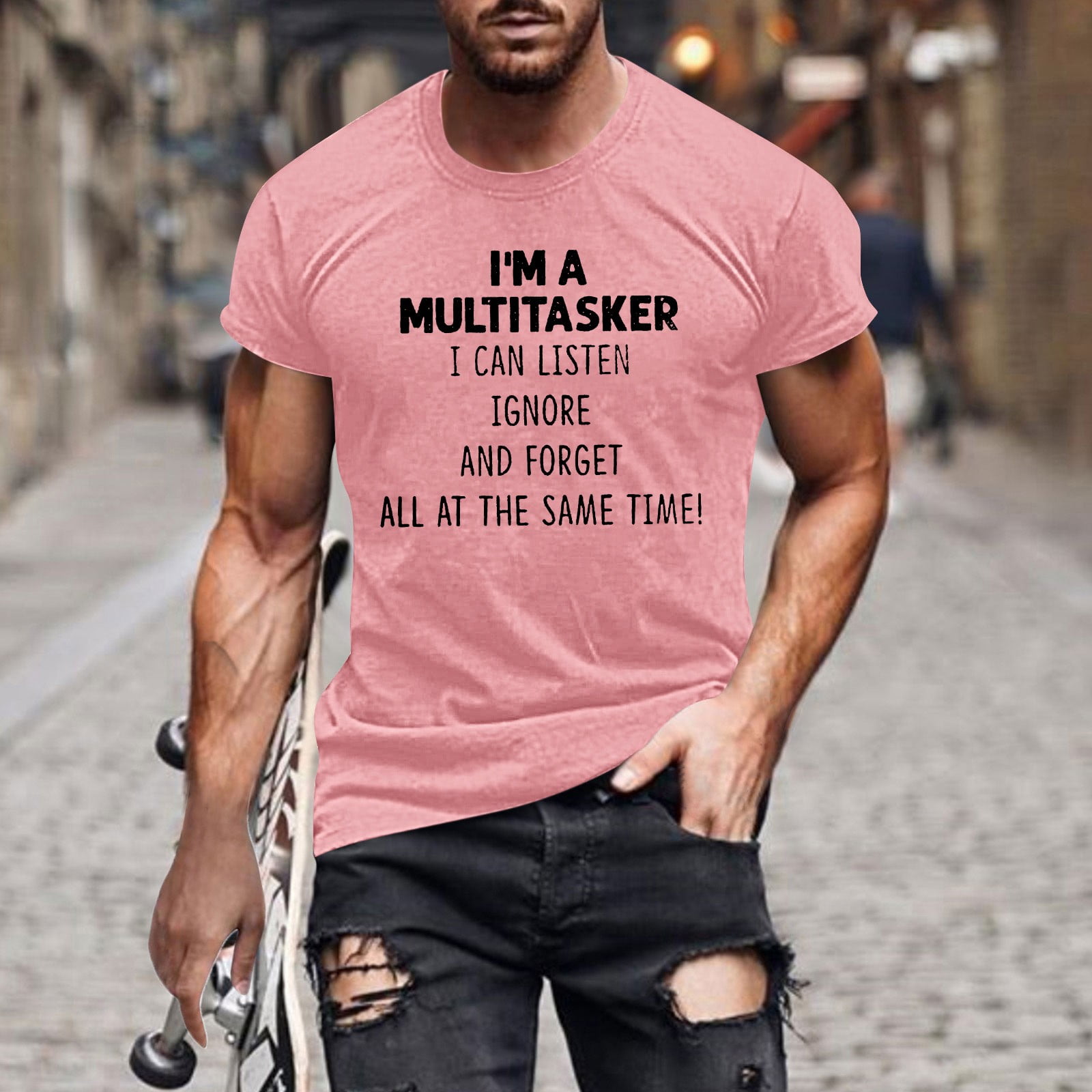 Muscularfit Pink Compression Shirts for Men Short Sleeve Quotes Crew ...