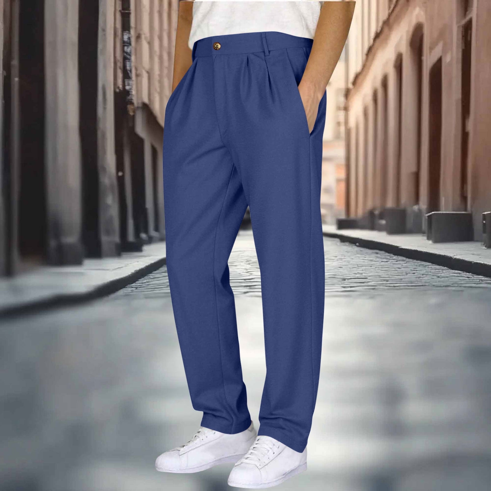 Muscularfit Relaxed Fit Formal Pants for Men with Stretch Botton ...