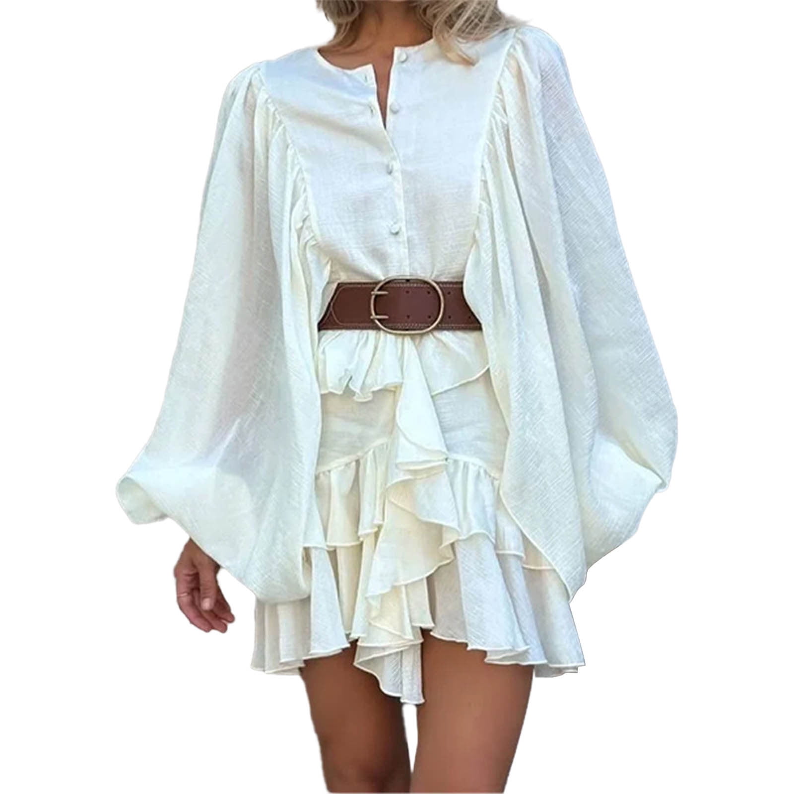 Muscularfit Sexy Womens 2026 Waist Ruffle Dressy Gowns Mini Fit & Flare ...