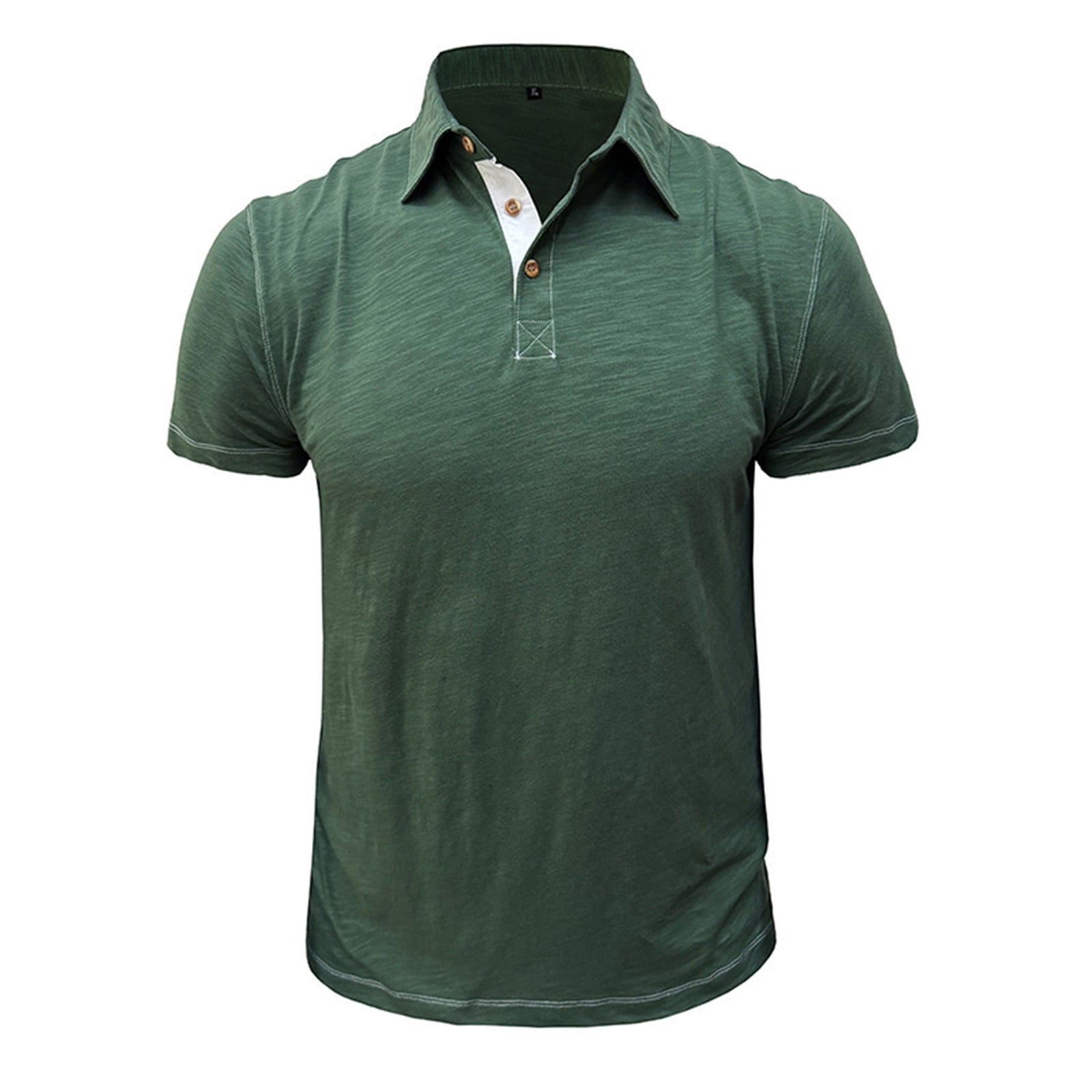 Muscularfit Tops for Men Green Short Sleeve Collared Solid Polo Shirts ...