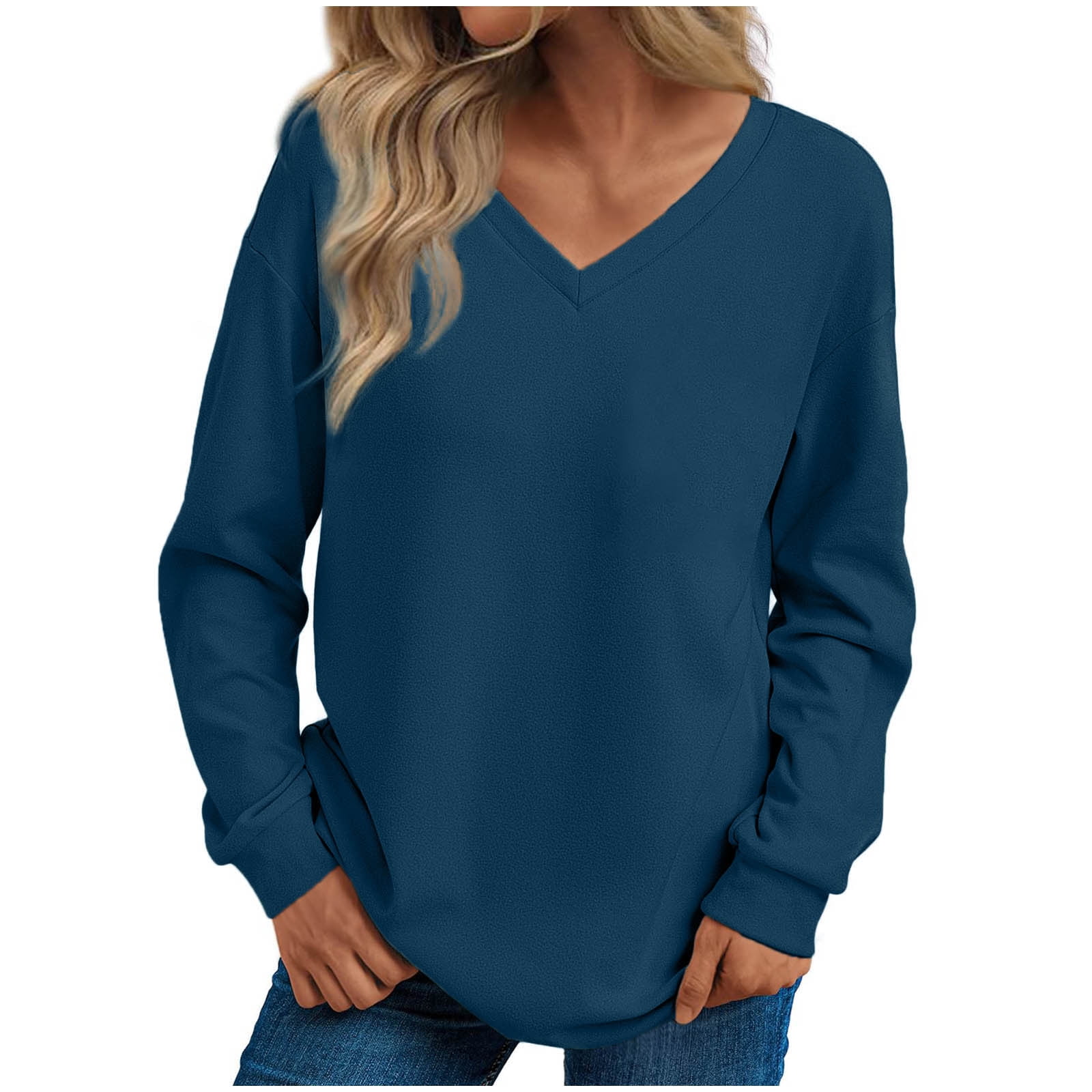 Muscularfit Tunic Tops for Women Under 10.00 Long Sleeve Plus Size Blue ...