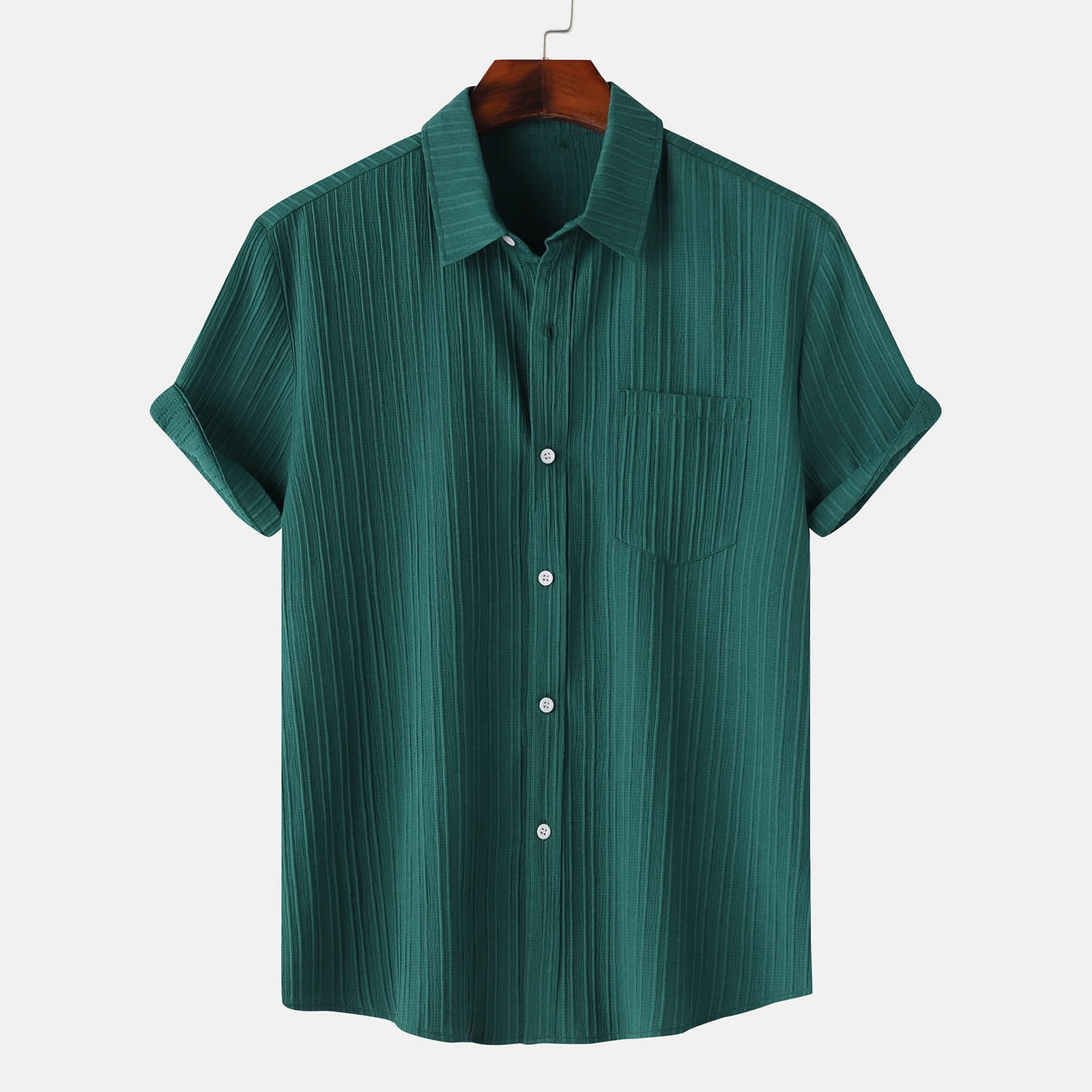 Muscularfit Workout Tops for Men Green Short Sleeve Collared Hawaiian ...