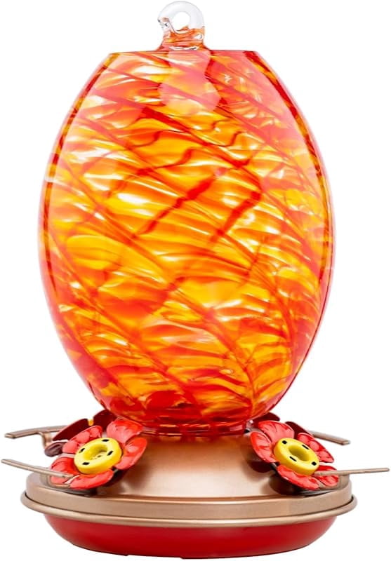Muse Garden Glass Humming Bird Feeders for Outdoors - 27OZ Blown Glass ...