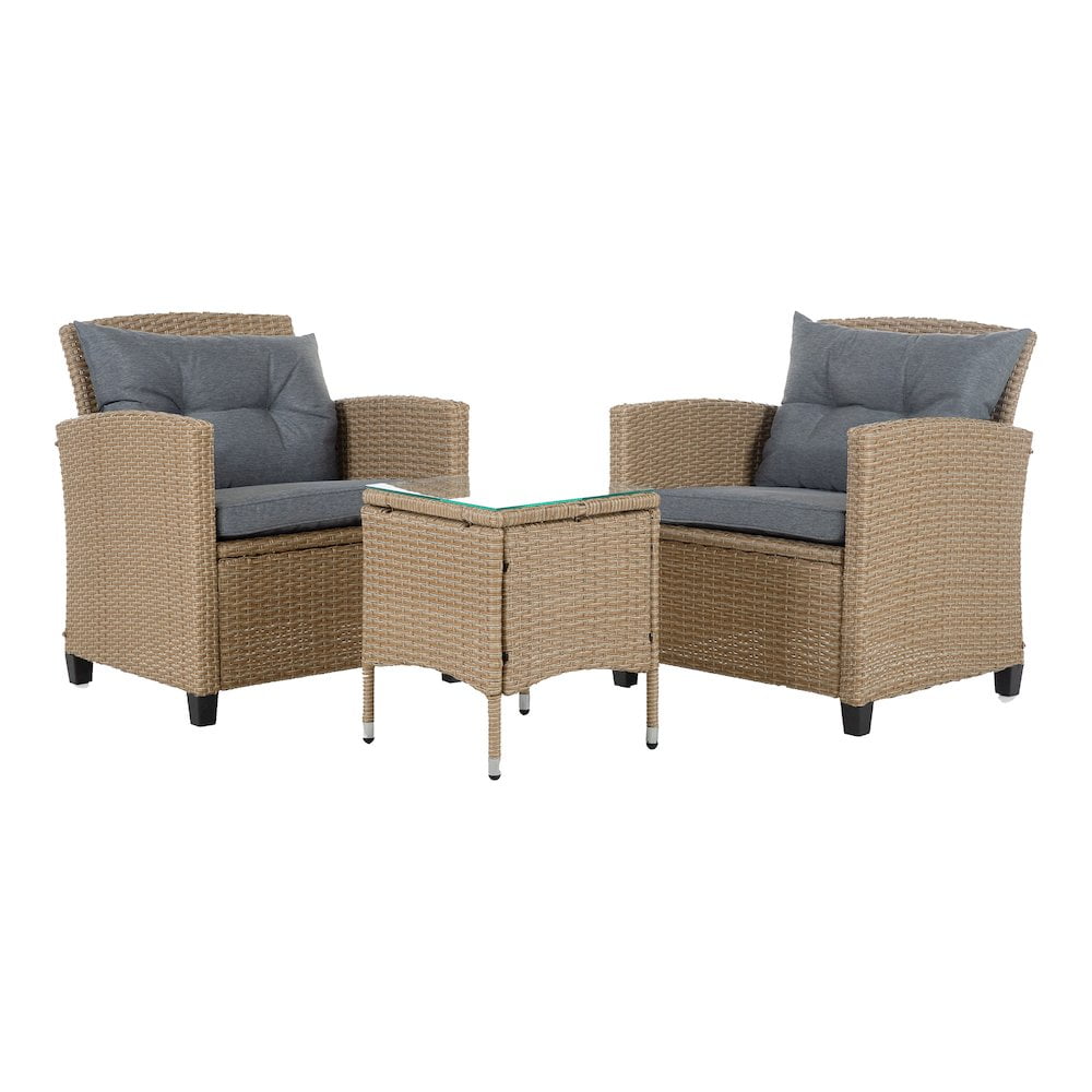 Muse & Lounge Co. Fields 3-Piece Outdoor Patio Set in Natural PE Wicker ...