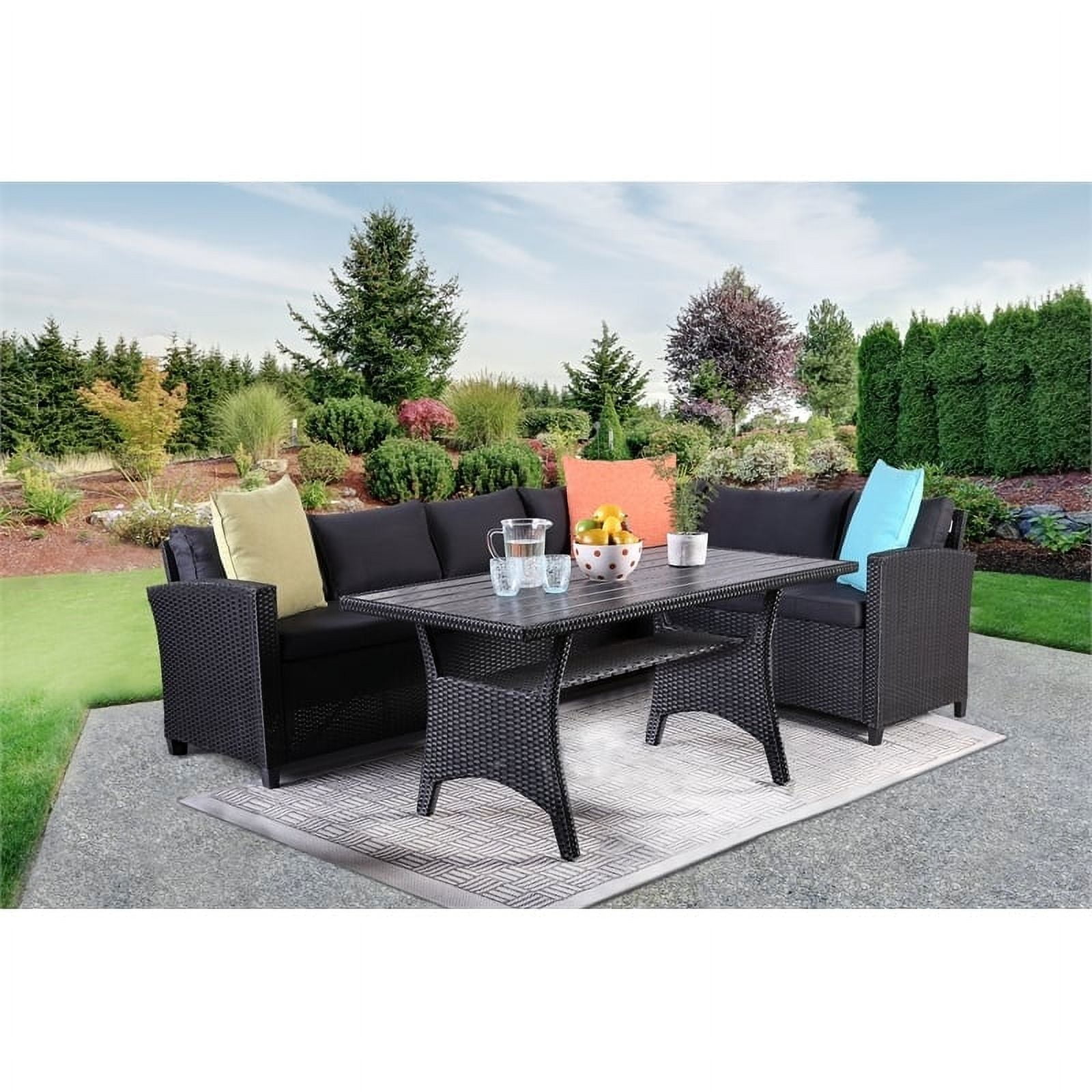 Muse & Lounge Co. Menga 3-Piece Patio PE Wicker/Rattan Conversation Set ...