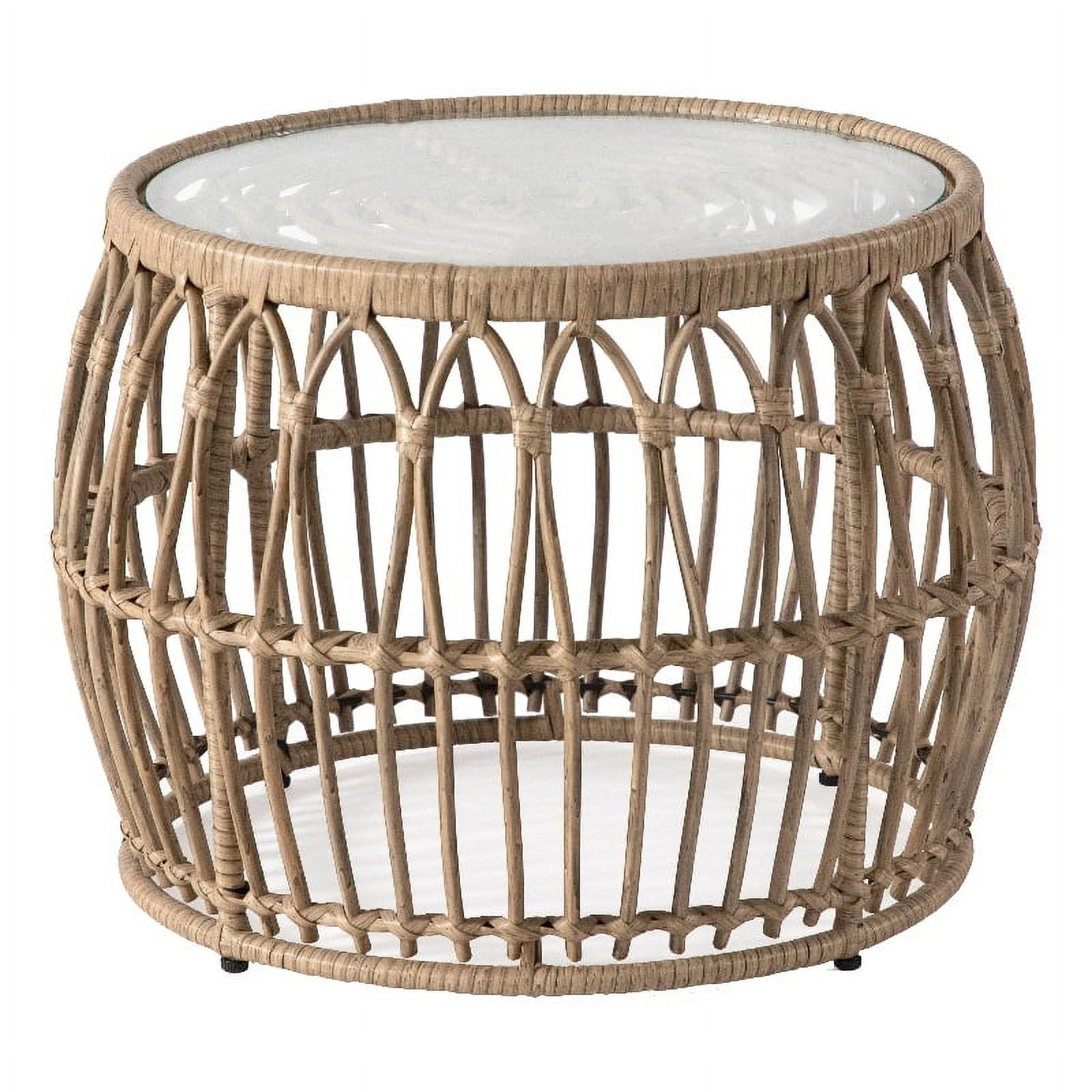 Muse & Lounge Co. Serene Wicker / Rattan Round Outdoor Coffee Table in ...