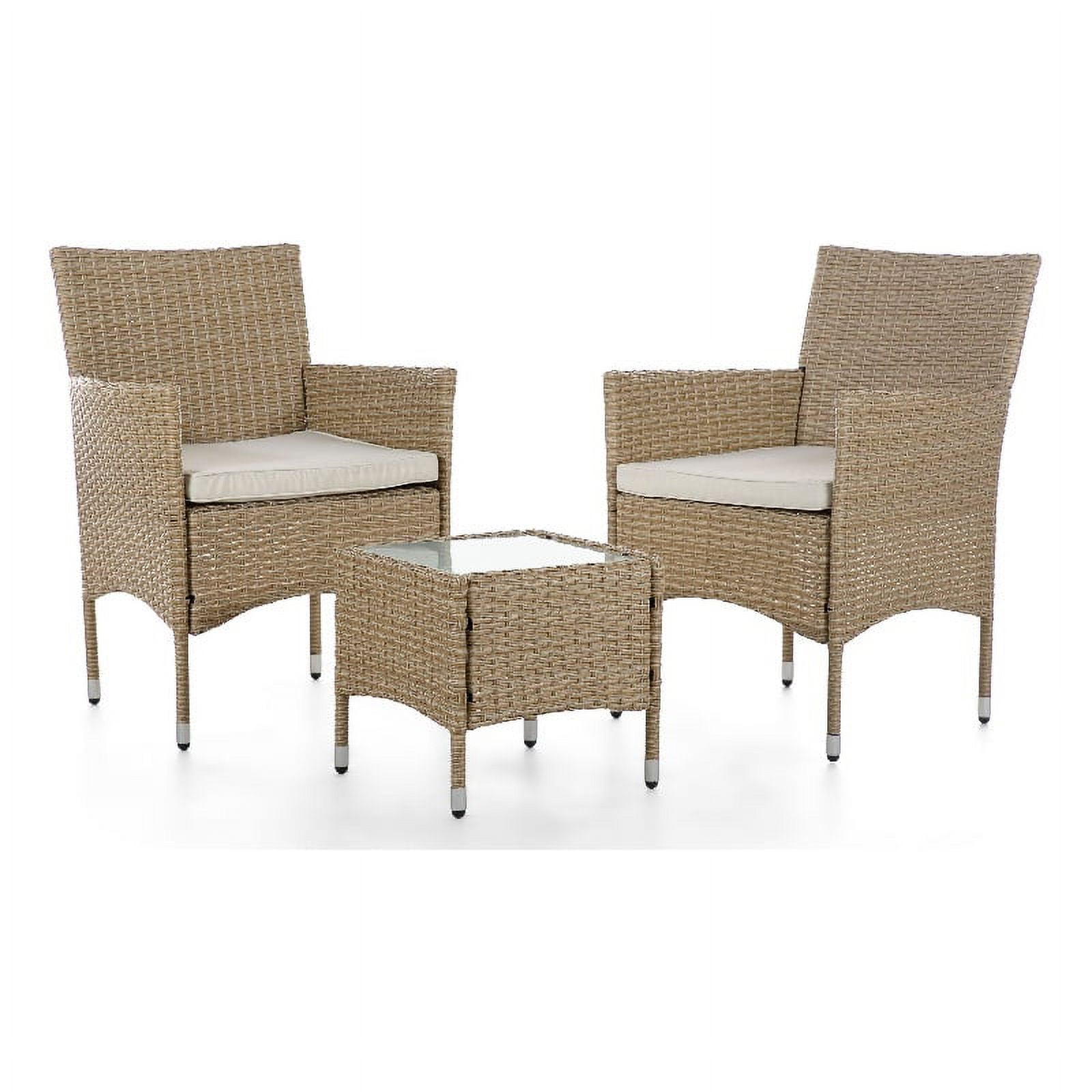 Muse & Lounge Fields 3-Piece Bistro Set in Natural PE Wicker / Rattan ...