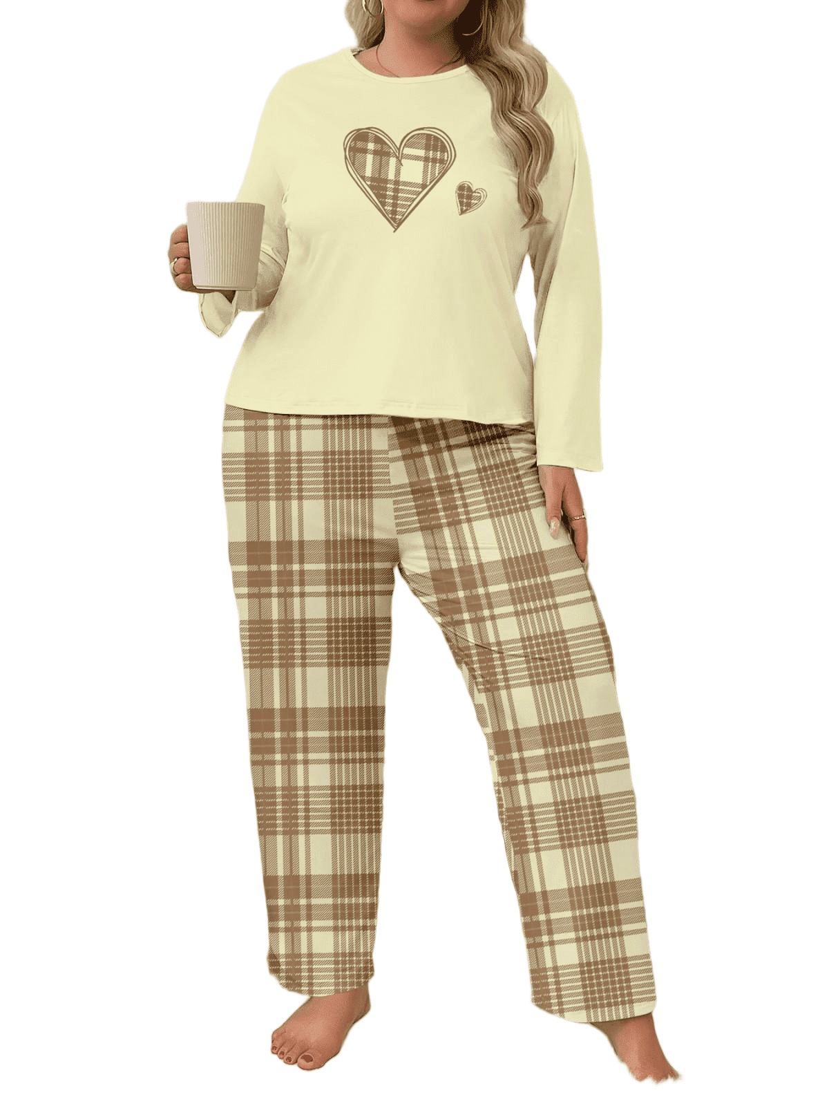 Musefolio Women Plus Size Casual Two-Piece Set - Long Sleeve Nightgown ...