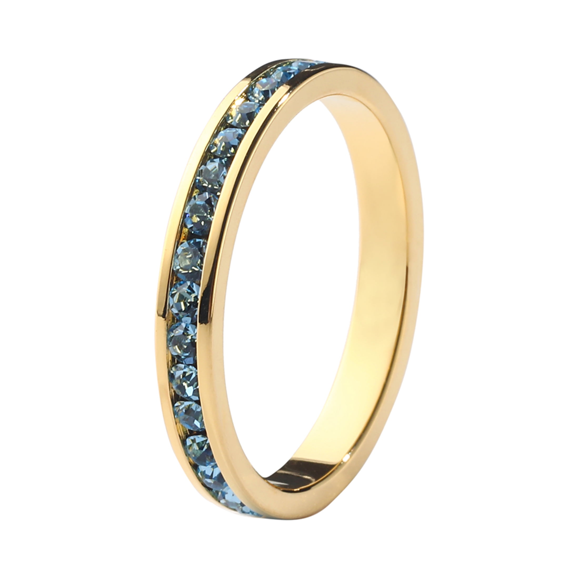 Muses Art Design Birthstone Eternity Band Ring 18K Gold (Channel Set ...