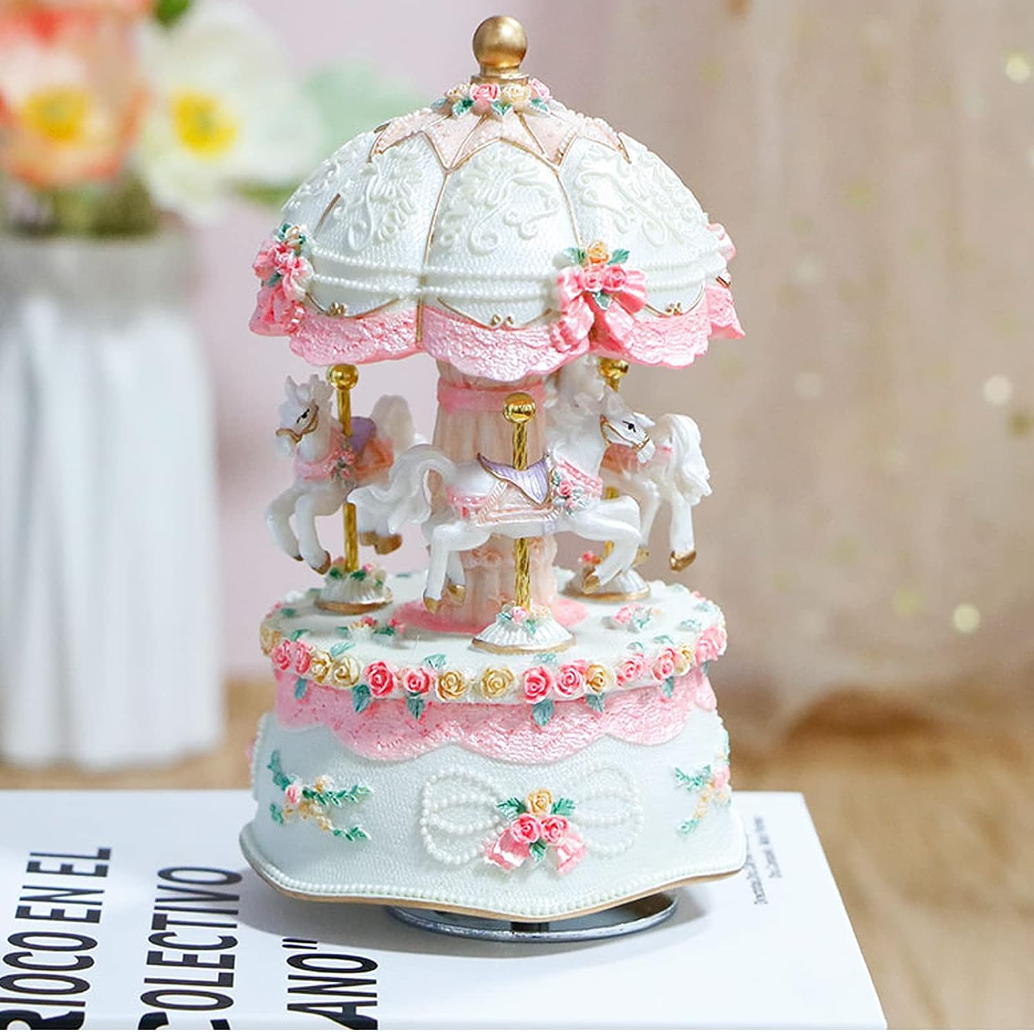 Vintage Horse Carousel Music Box Toy Light Clockwork Musical Birthday ...