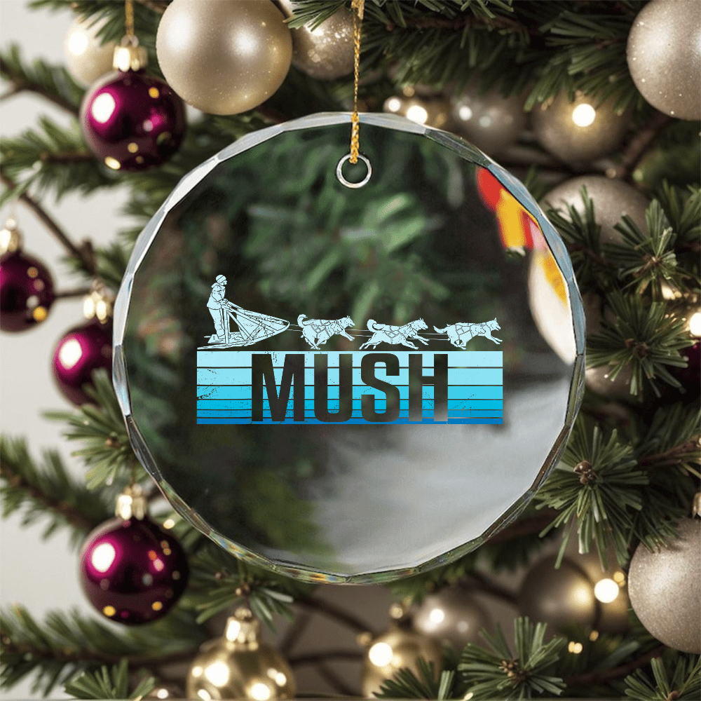 Mush Dog With Sled Dogs Mushing Retro For Musher Ornament, Keepsake ...