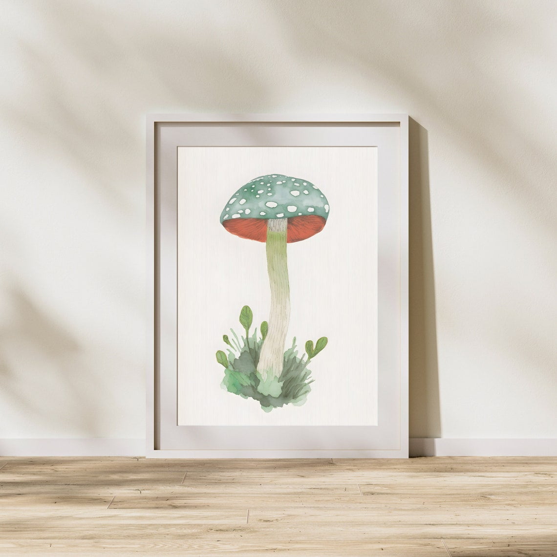 Mushroom And Fern Botanical Art Print, Folk Style Home Decor #2051 ...