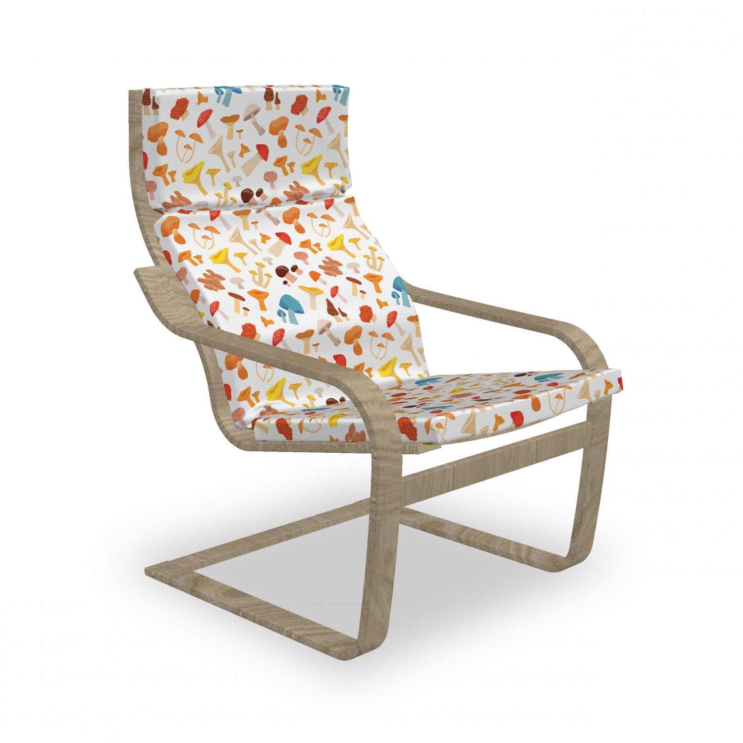 Mushroom Armchair Pad and Slipcover, Colorful Cartoon Forest Toadstool ...