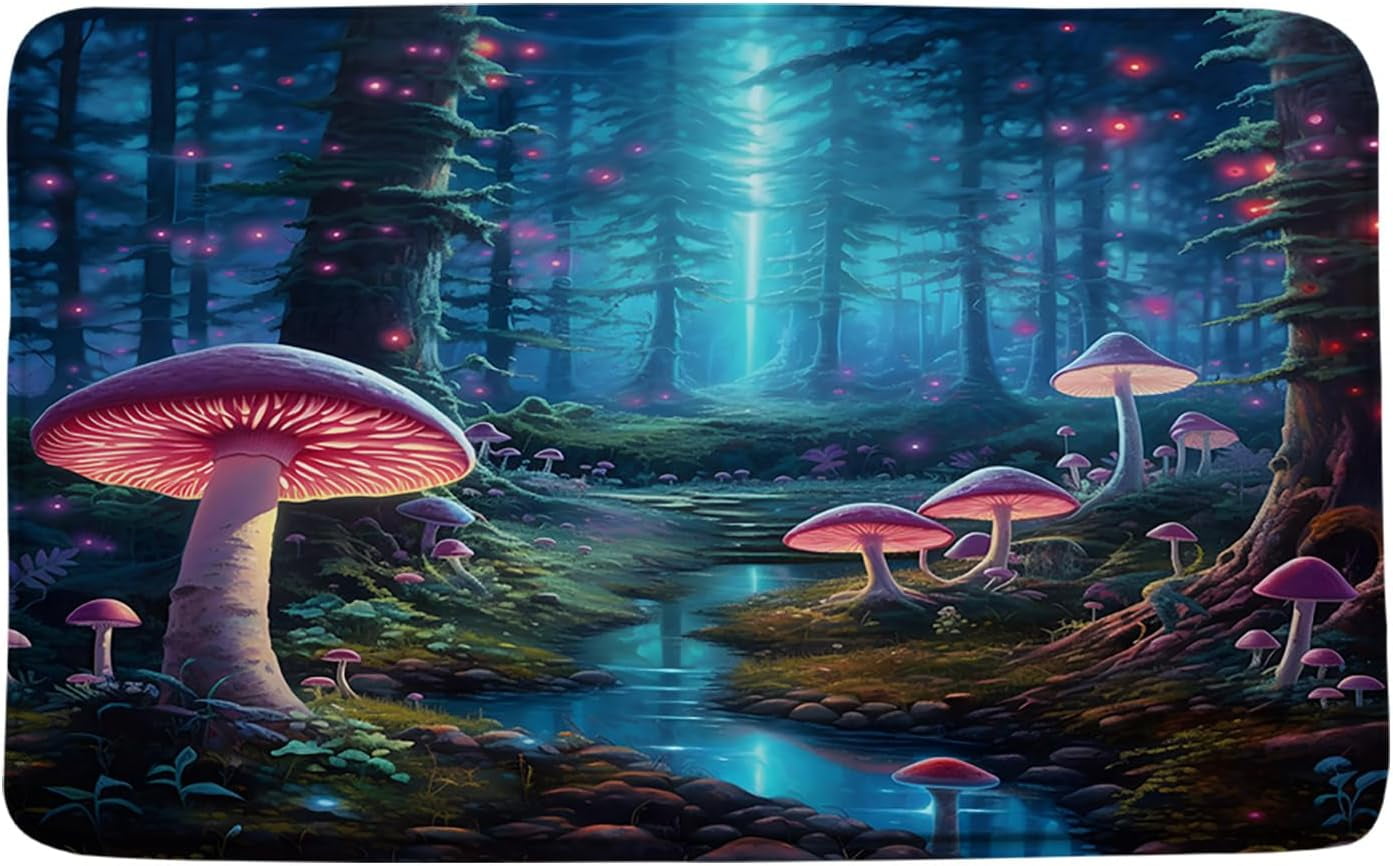 Mushroom Bath Mat Vintage Magical Plant Enchanted Forest Fantasy Fairy ...