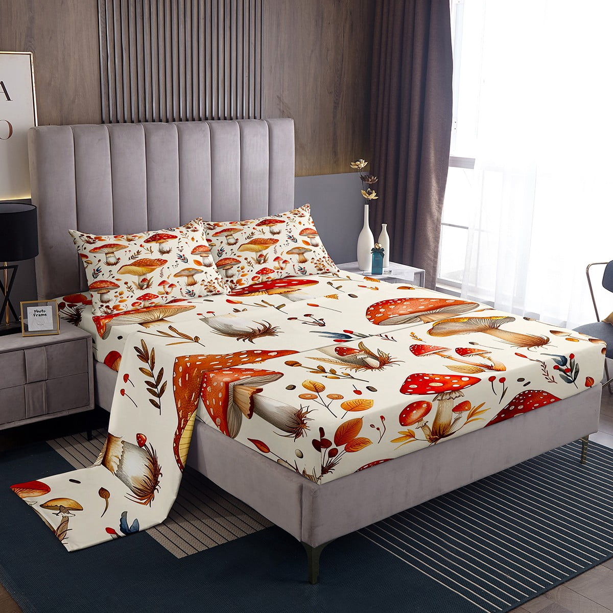 Mushroom Bed Sheets Full Size for Adult Women Teen Farm Mushroom Sheets ...