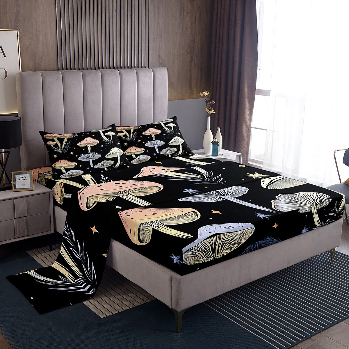 Mushroom Bed Sheets Set Exotic Plant Sheets,Gothic Sheet Set Full ...