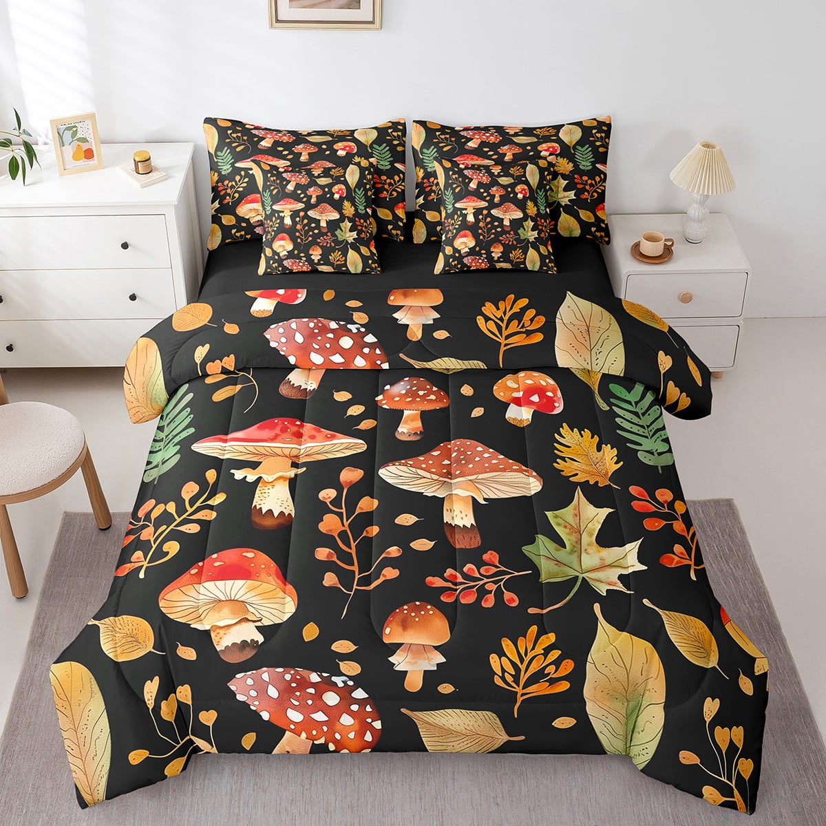 Mushroom Bedding Sets Full Size 7 Piece Rustic Farm Mushroom Bed in a ...