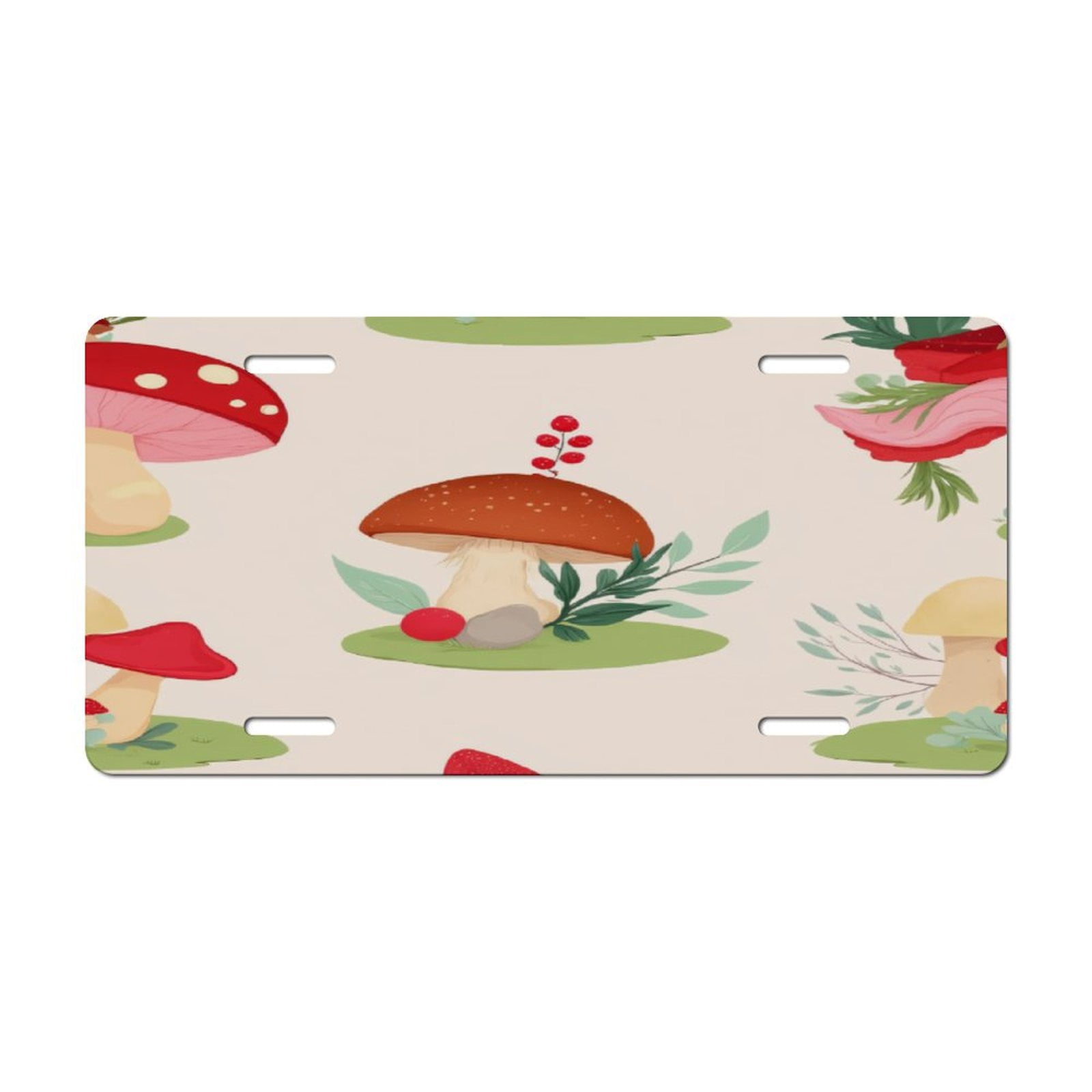 Mushroom And Berry Pattern Car Decorative Front License Plate,Vanity ...