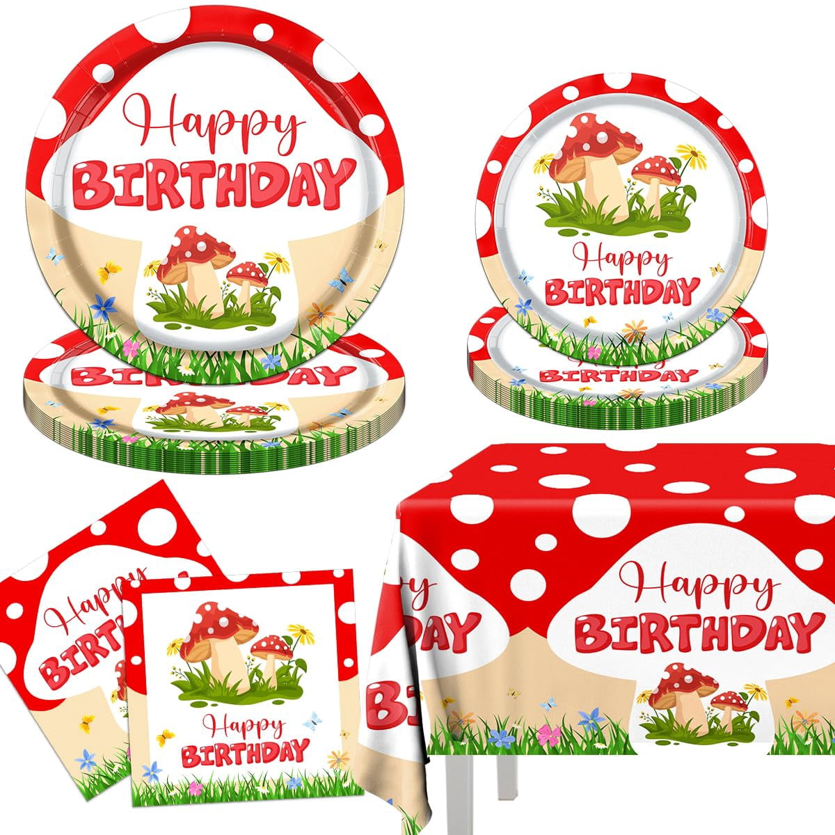 Mushroom Birthday Decorations,Mushroom Birthday IFF17 Tableware Include ...