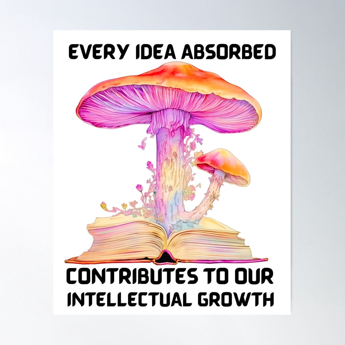 Mushroom Book Intellectual Growth Poster Wall Art, Modern Wall Decor ...