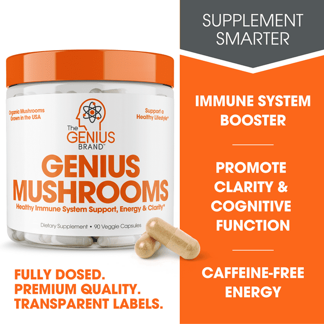 Genius Brand Mushroom Brain Booster Supplement - Energy, Focus, Memory ...