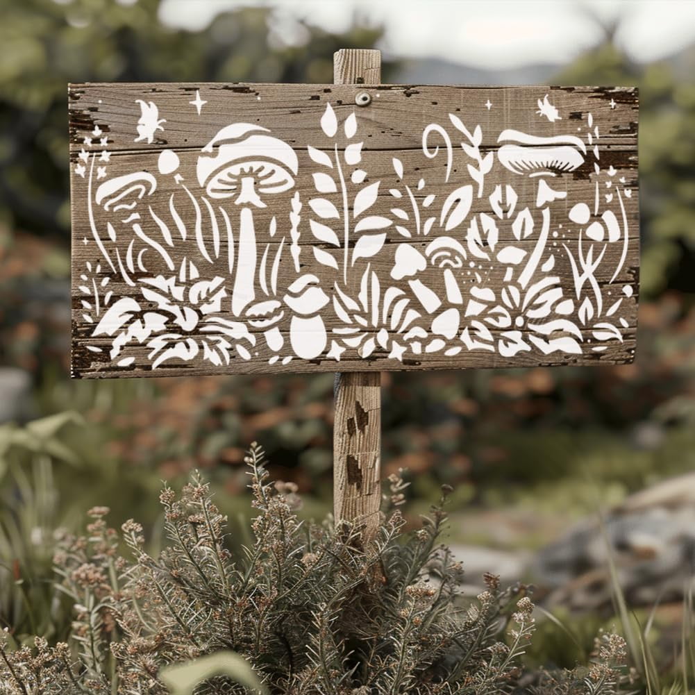 Mushroom Bush Journal Template 11.81x5.9inch Flower Leaves Butterflies ...