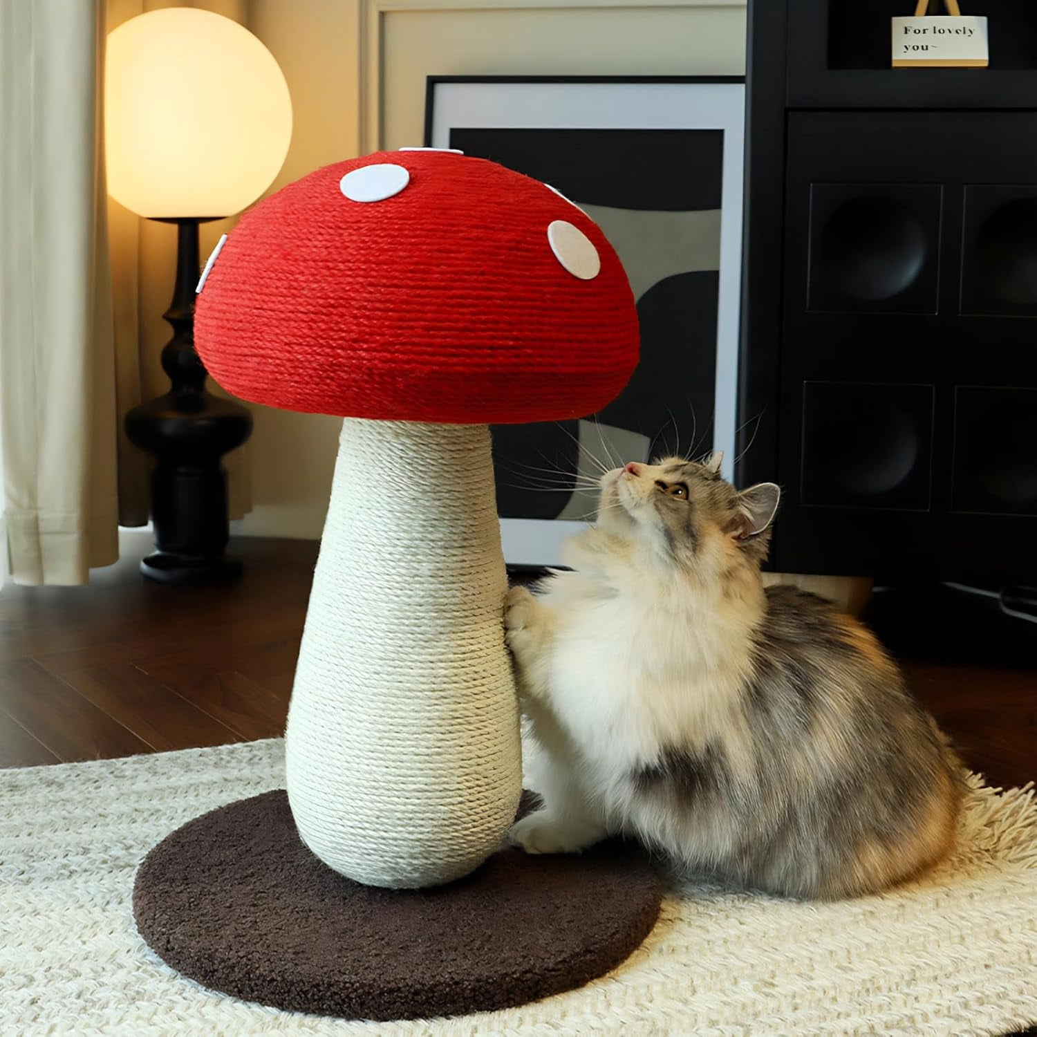 Mushroom Cat Scratching Post, Cat Scratcher Cute Scratching Post & Pompoms Cat Toy, Mushroom Cat ...