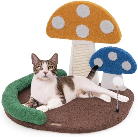 Mushroom Cat Tree for Indoor Cats, Modern Small Cute Cat Tree with ...