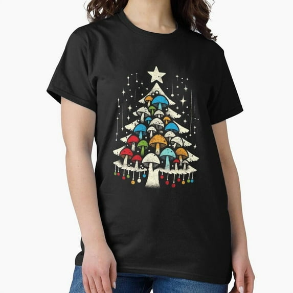 Mushroom Christmas Tree Funny Holiday Nature H1155 T-Shirt, for Men and ...
