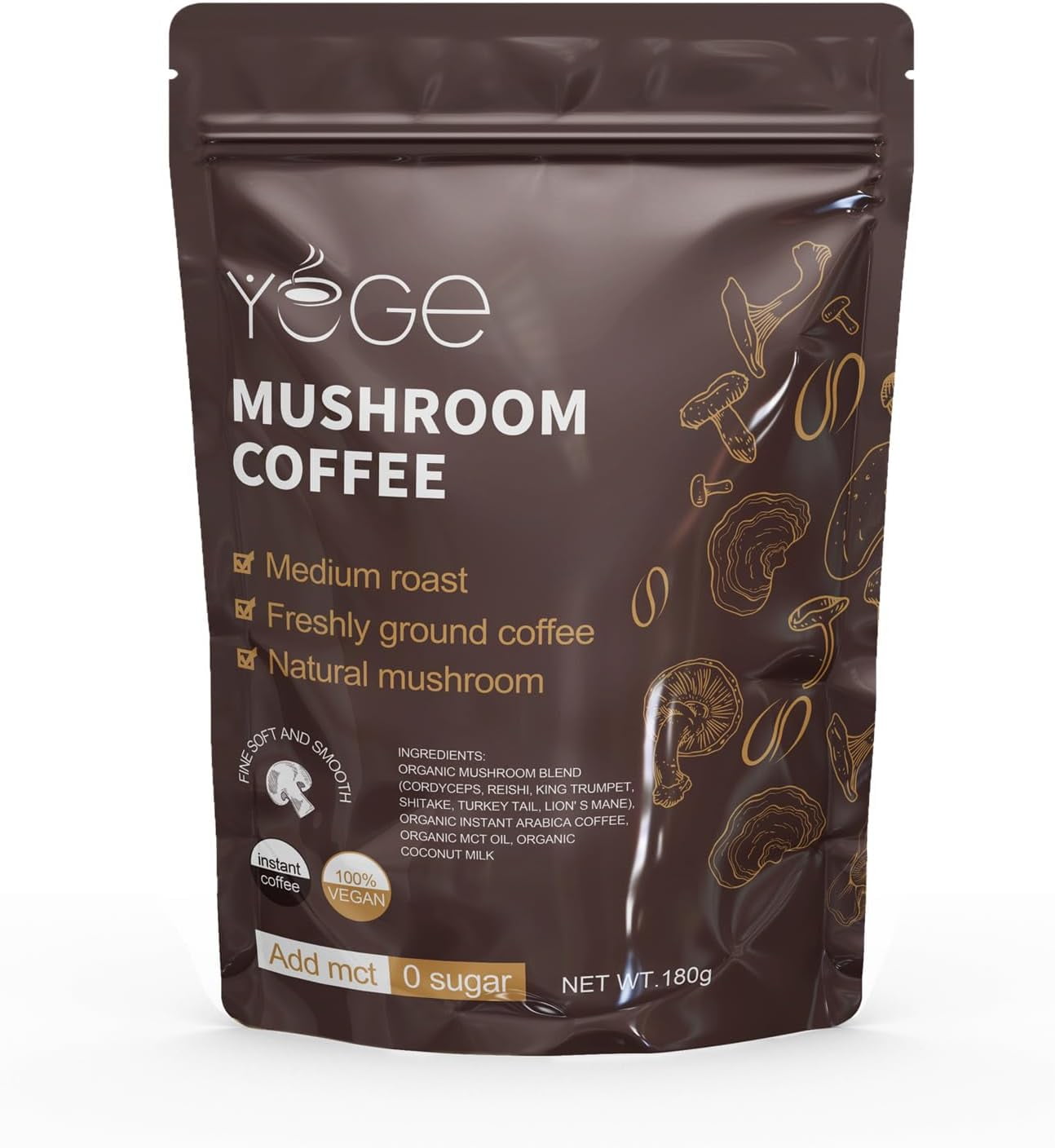 Mushroom Coffee, Instant Organic Mushroom Coffee with Cordyceps, Reish ...