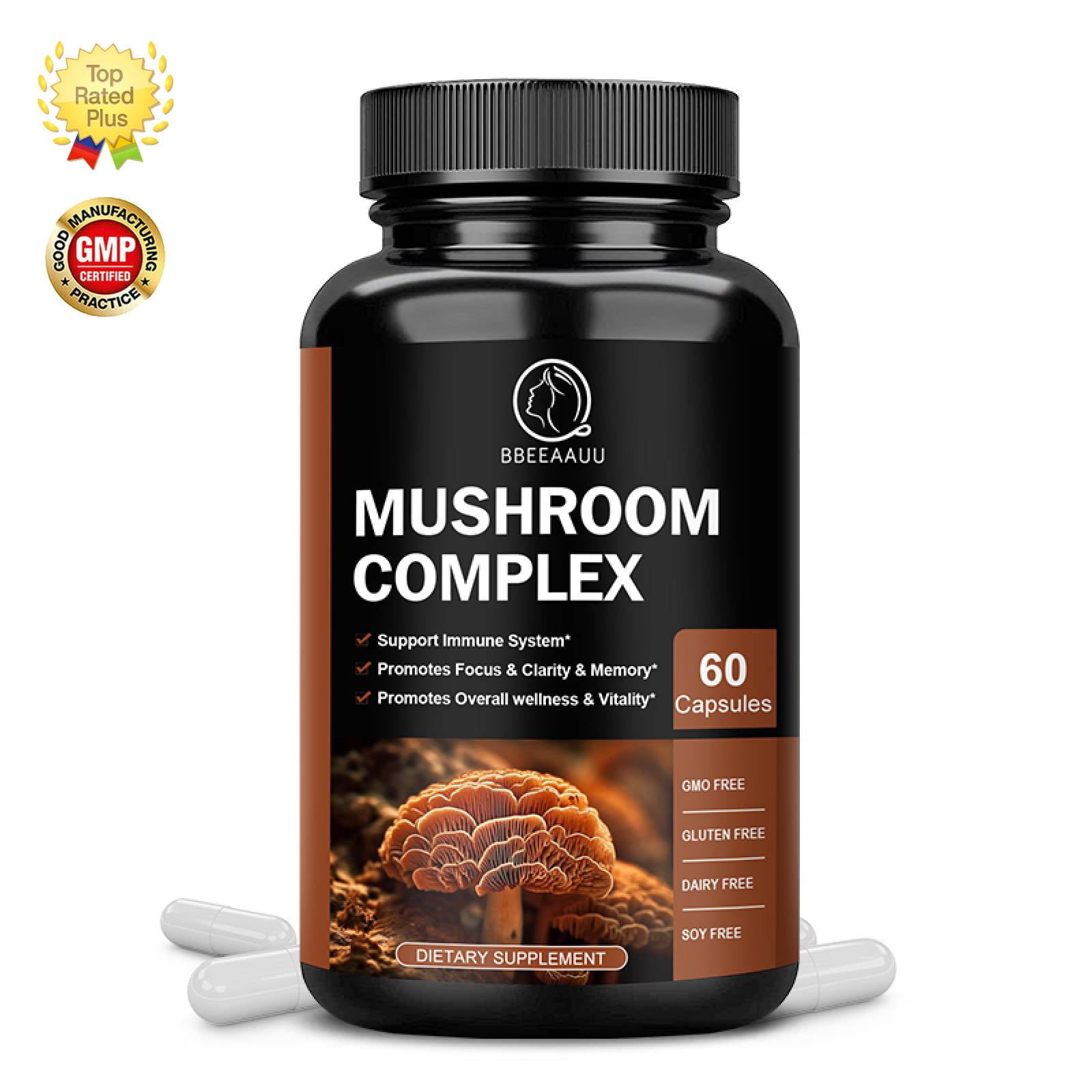 Mushroom Complex Capsules, 10 Mushrooms Blend Supplement Support Energy ...