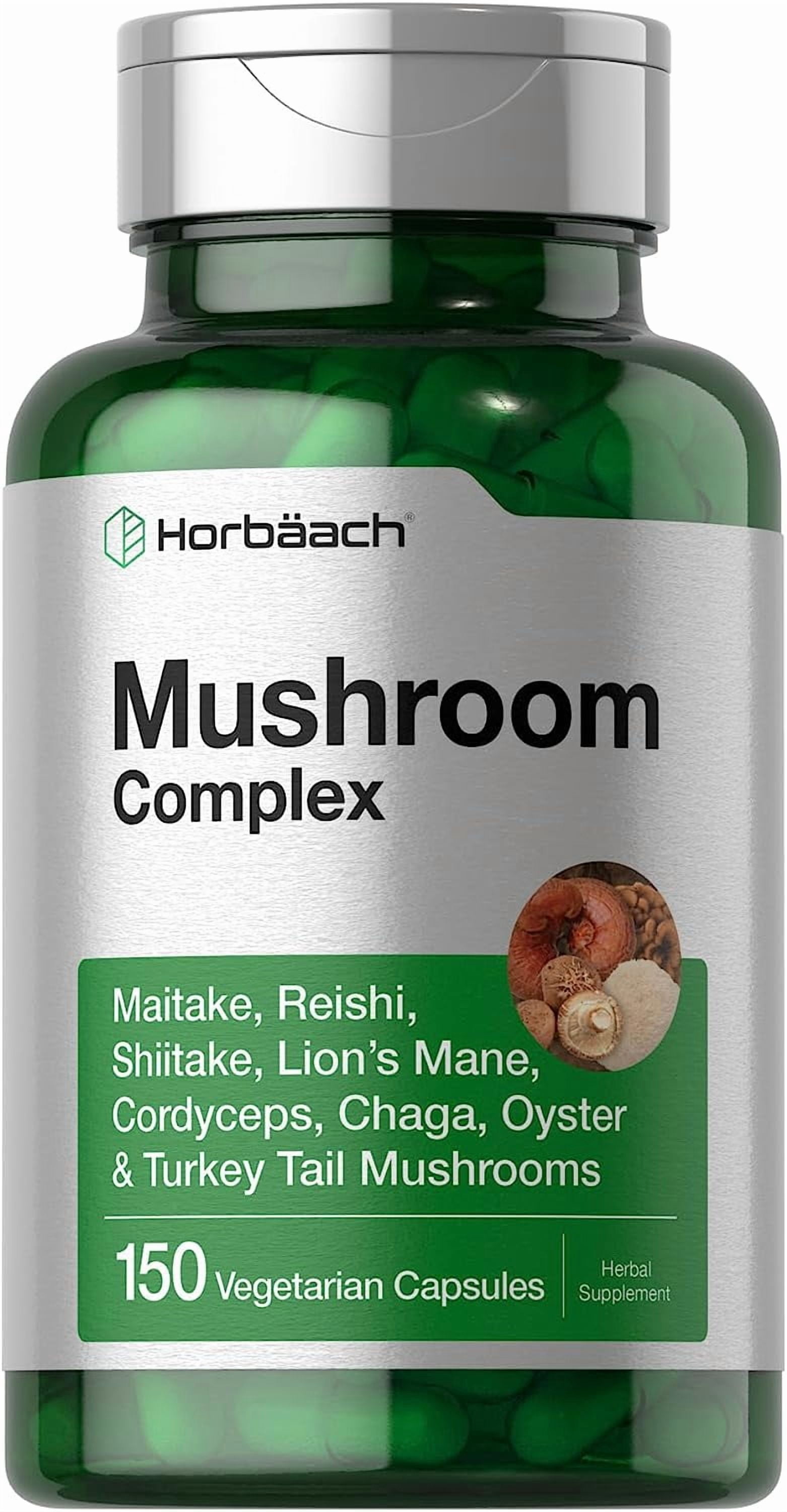 Horbaach Mushroom Complex Capsules, 150 Count, Maitake, Reishi, Lion's ...