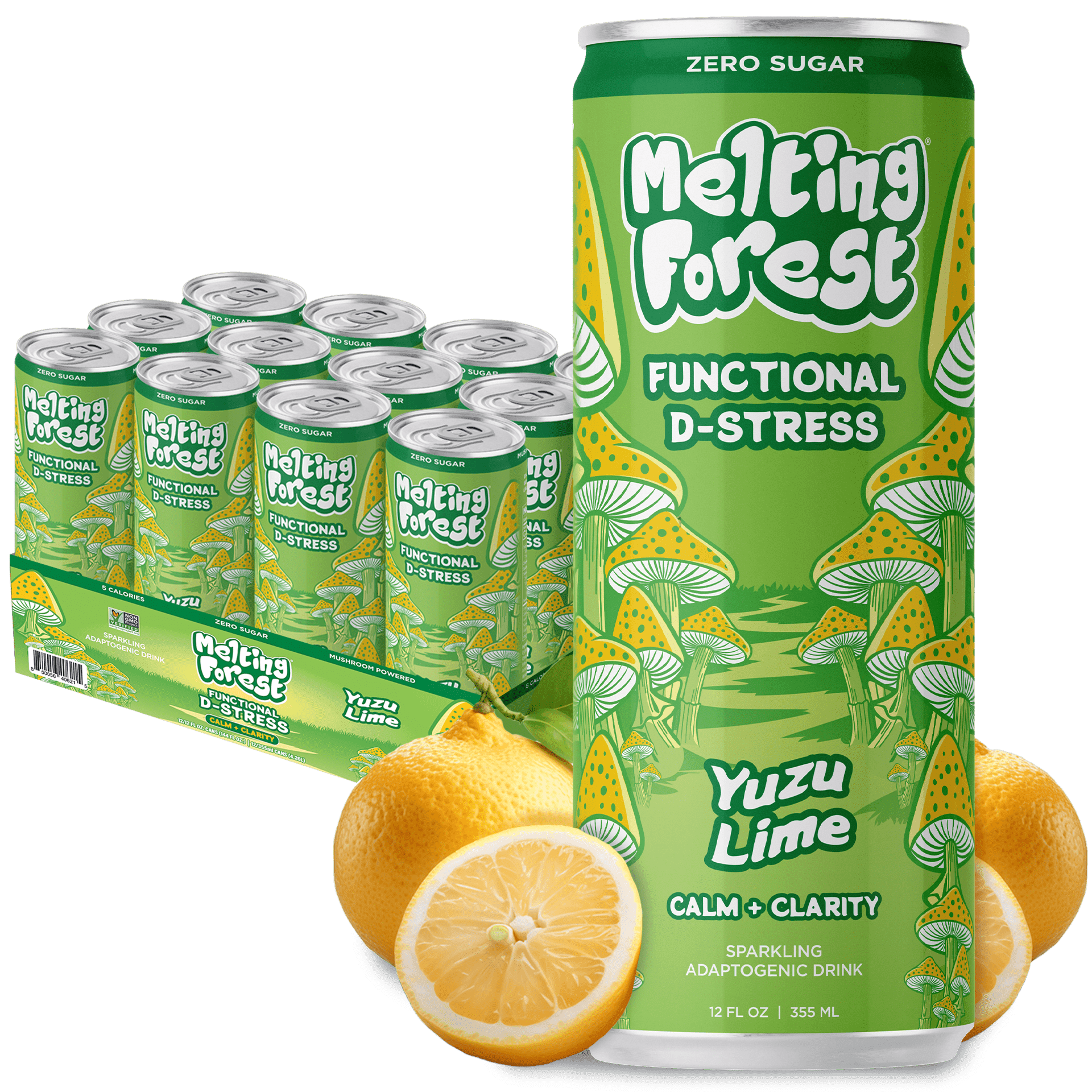Melting Forest D-Stress Drink, Mushroom-Infused Seltzer, 5 Calories ...