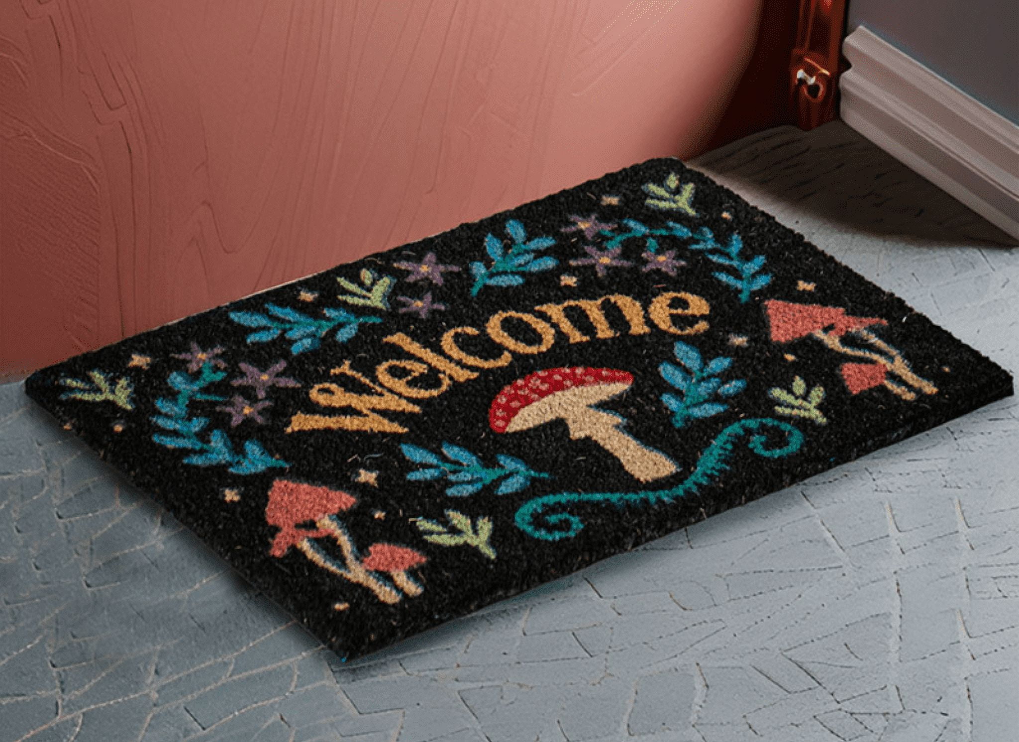 Mushroom Decor Warm Greeting Doormat Natural Coir Front Door Welcome ...