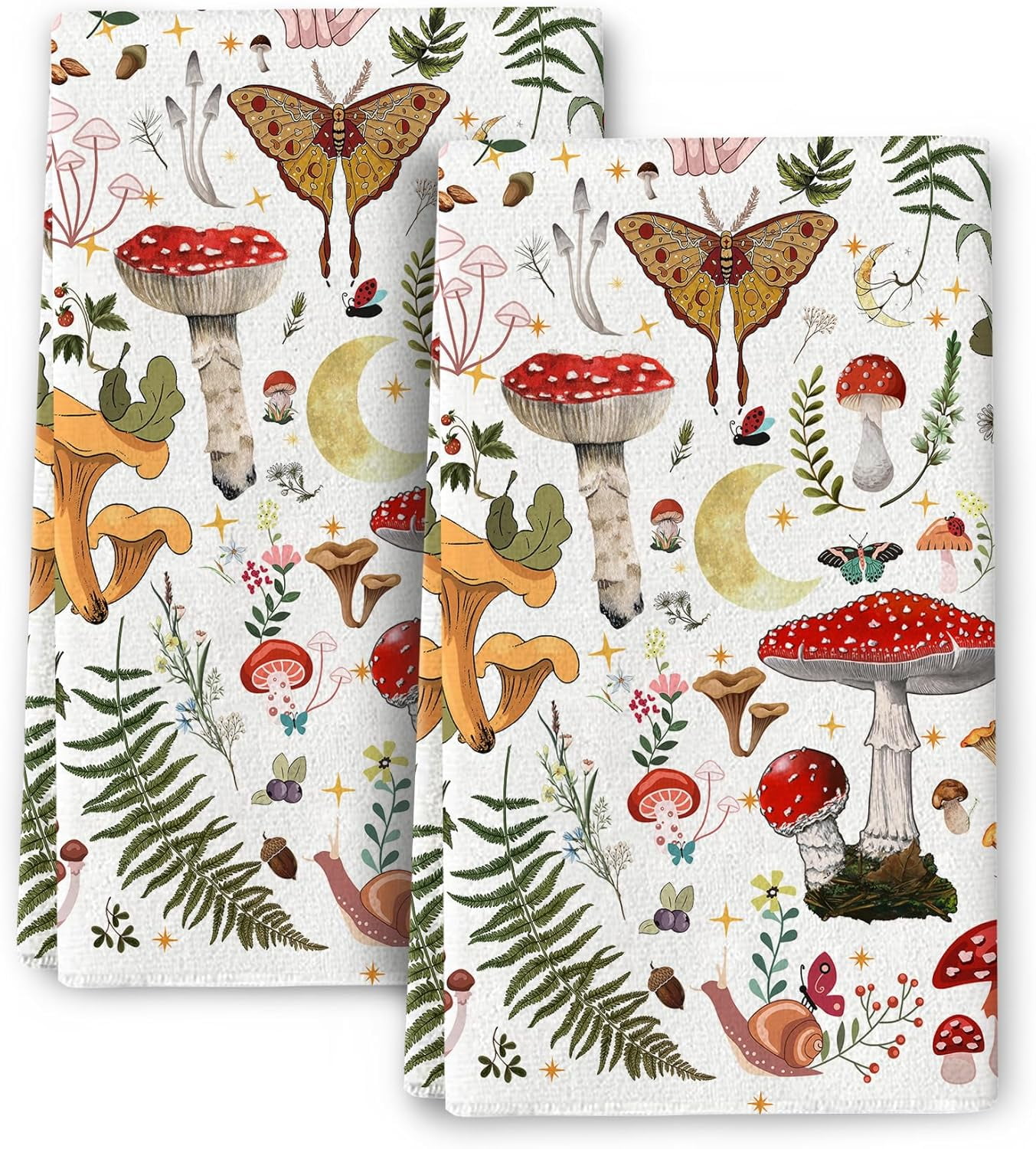 Mushroom Decorative Kitchen Towels Aesthetic, Absorbent Beige Witchy ...
