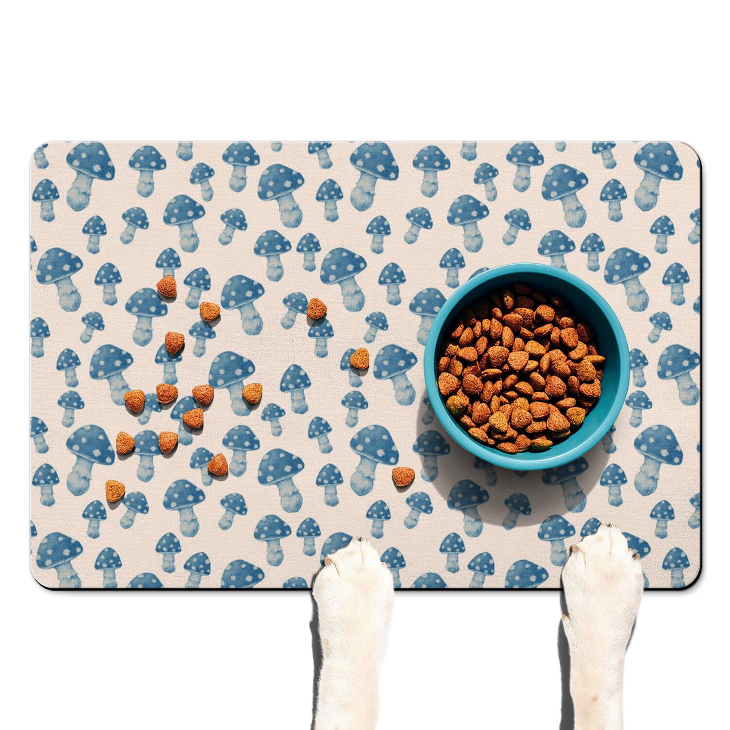 Mushroom Dog Food Mat with Whimsical Fairy Tale Mushroom and Boho ...