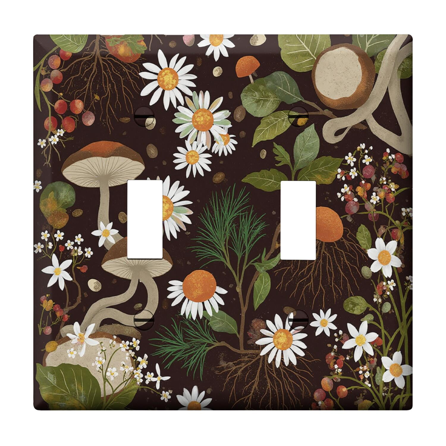 Mushroom Double Toggle Switch Cover Funky Vintage Boho Decorative ...