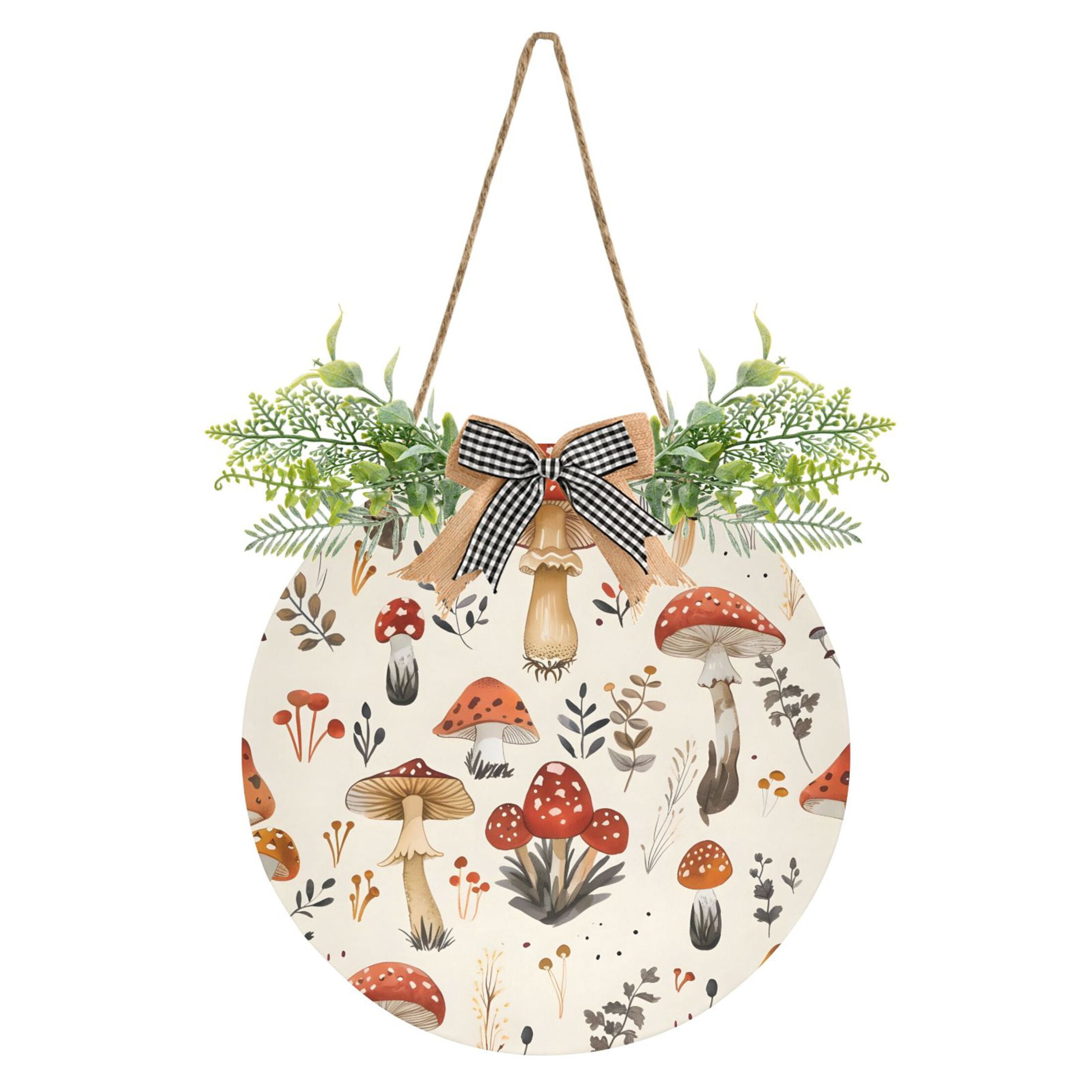 Mushroom Fallen Leaves Welcome Front Door Sign Round 12 inch Porch ...