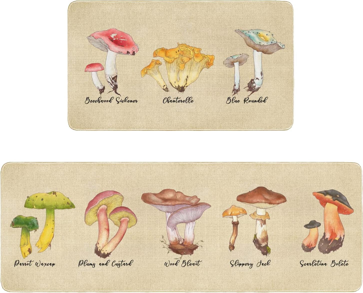 Mushroom Farmhouse Kitchen Mat Set of 2,Mushroom Kitchen Rugs and Mats ...